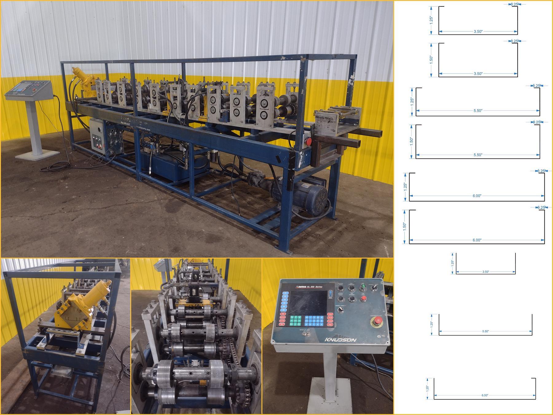 12 STAND X 10″ KNUDSON STUD & TRACK FRAMING ROLLFORMER, WITH AMS XL 200 ...