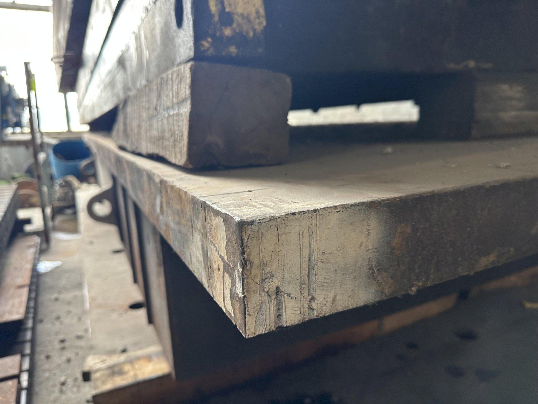 97″ X 241″ STEEL LAYOUT TABLE WITH 3″ PLATE TOP: STOCK 11833