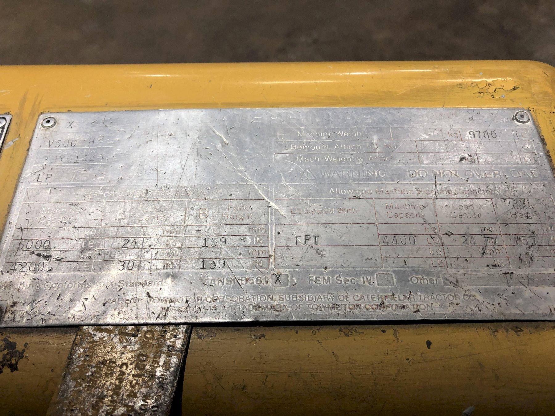 CAT MODEL V50C PROPANE FORKLIFT TRUCK: STOCK 17439