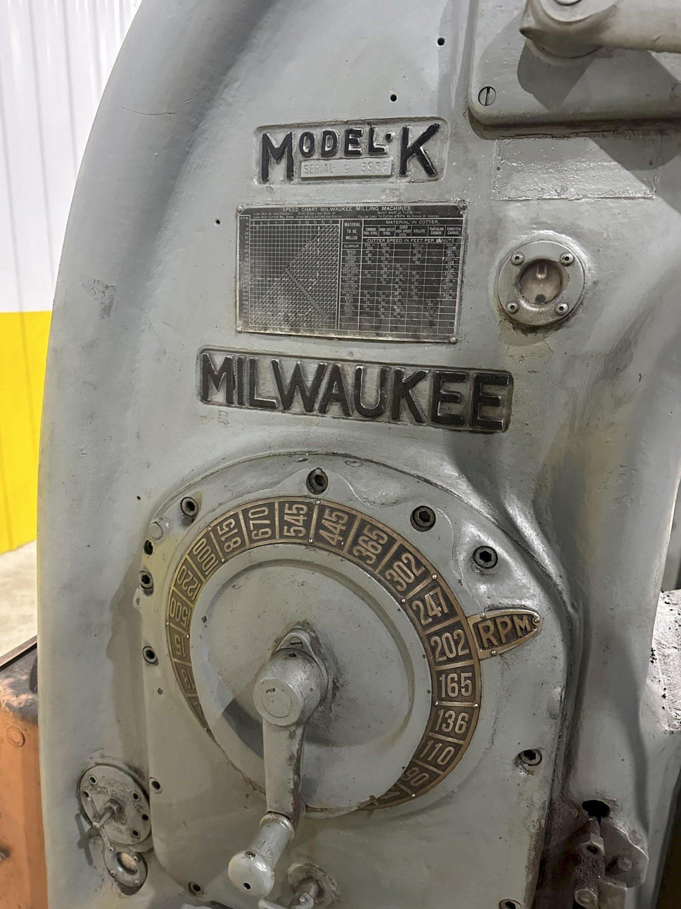 #3 MILWAUKEE MODEL K VERTICAL MILLING MACHINE: STOCK #20604