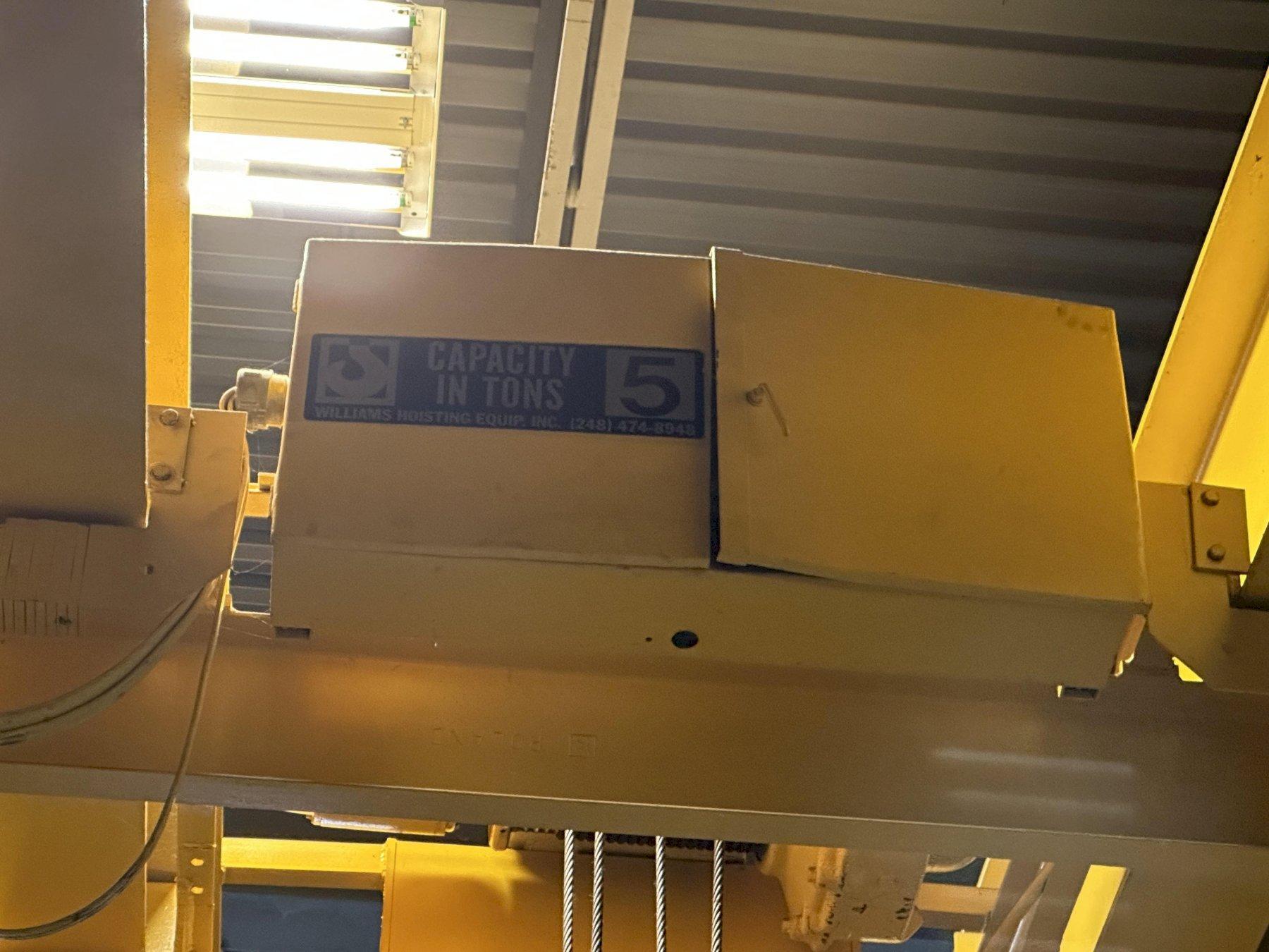 5 TON X 28′ WIDE YALE OVERHEAD CRANE & 50′ LONG FREE-STANDING RUNWAY ...