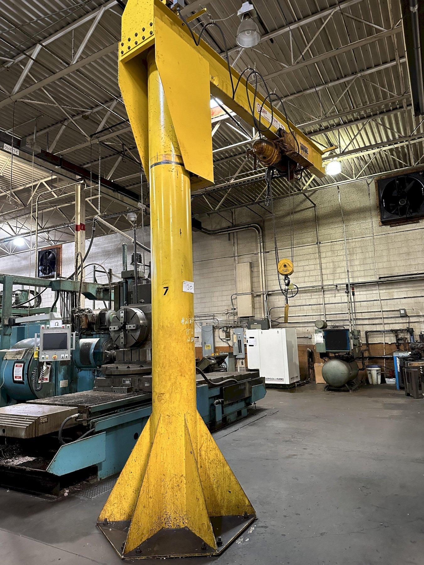 3 TON X 12’ ARM RELIABLE FREE STANDING JIB CRANE & 3 TON P&H CABLE ...