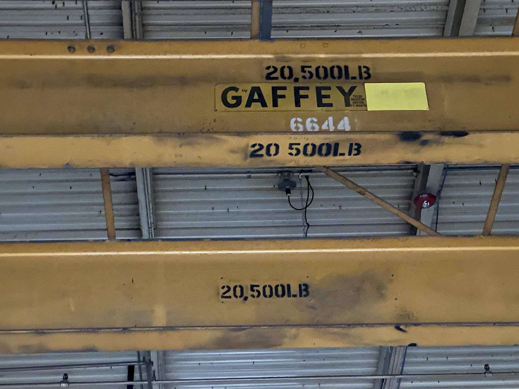 10 TON X 48′ GAFFEY DOUBLE GIRDER OVERHEAD CRANE W/ SHAW-BOX WIRE ROPE ...