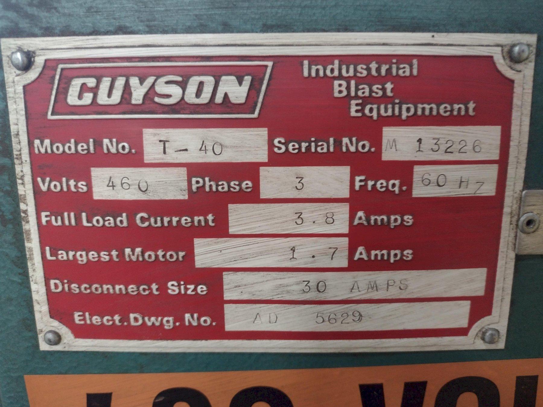 40″ X 40″ GUYSON MODEL #T-40 BASKET-TYPE TUMBLE BLAST MACHINE: STOCK #16190