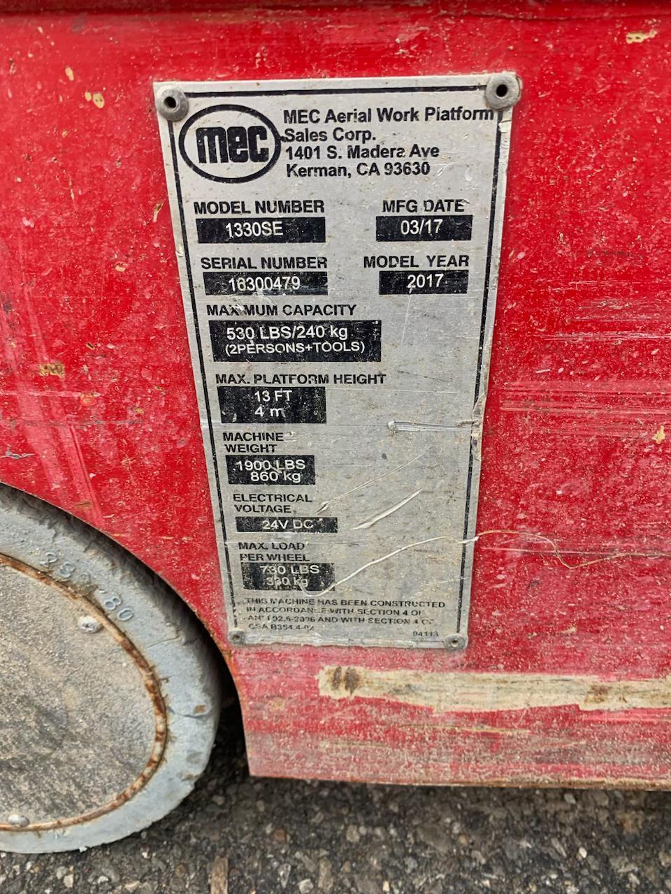 1 – PREOWNED MEC SCISSOR LIFT, MODEL #:1330SE, S/N: 16300479 | Smith ...