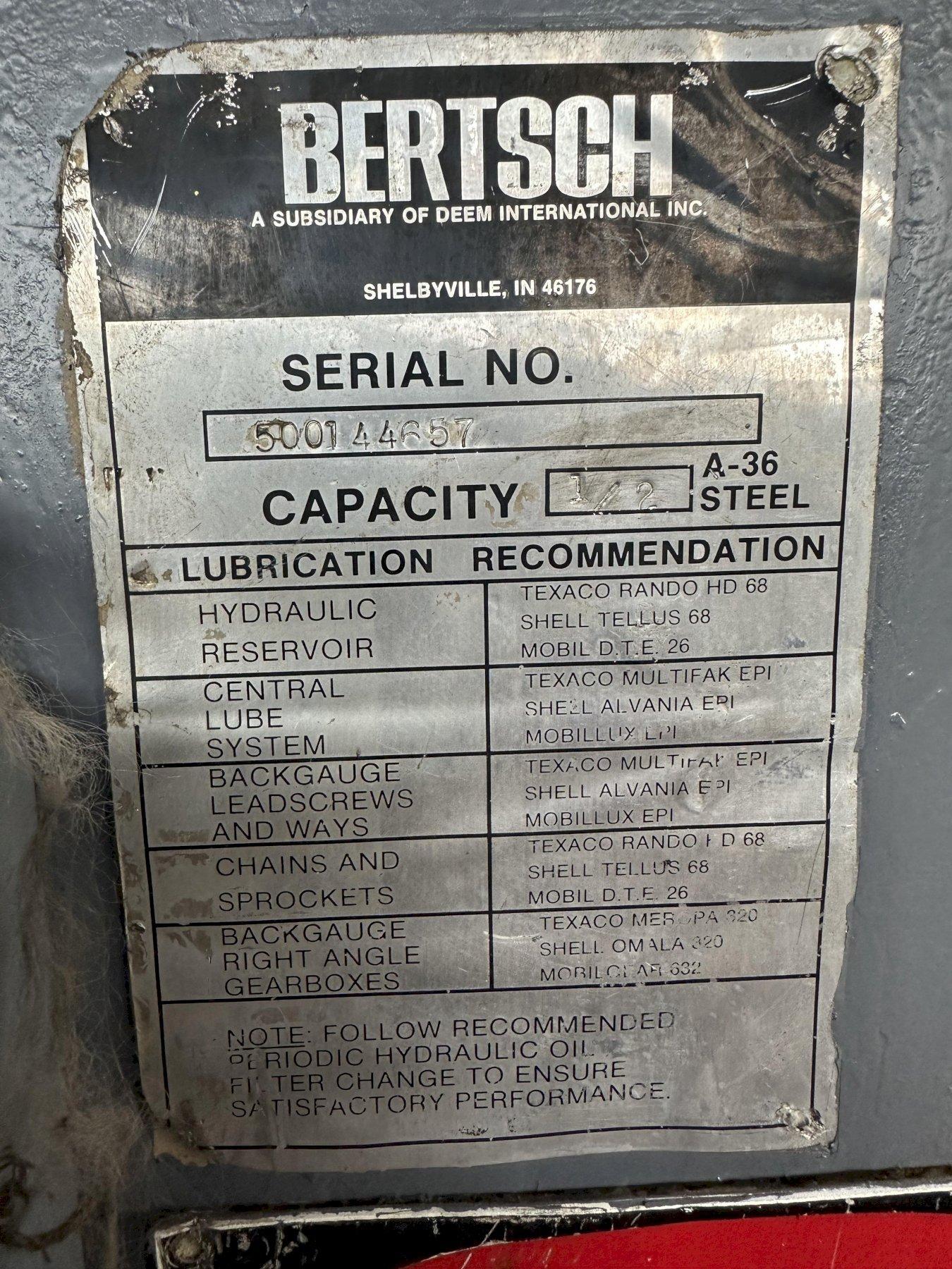 12′ x 1/2″ BERTSCH HYDRAULIC POWER SQUARING SHEAR | G-2000 Inc.