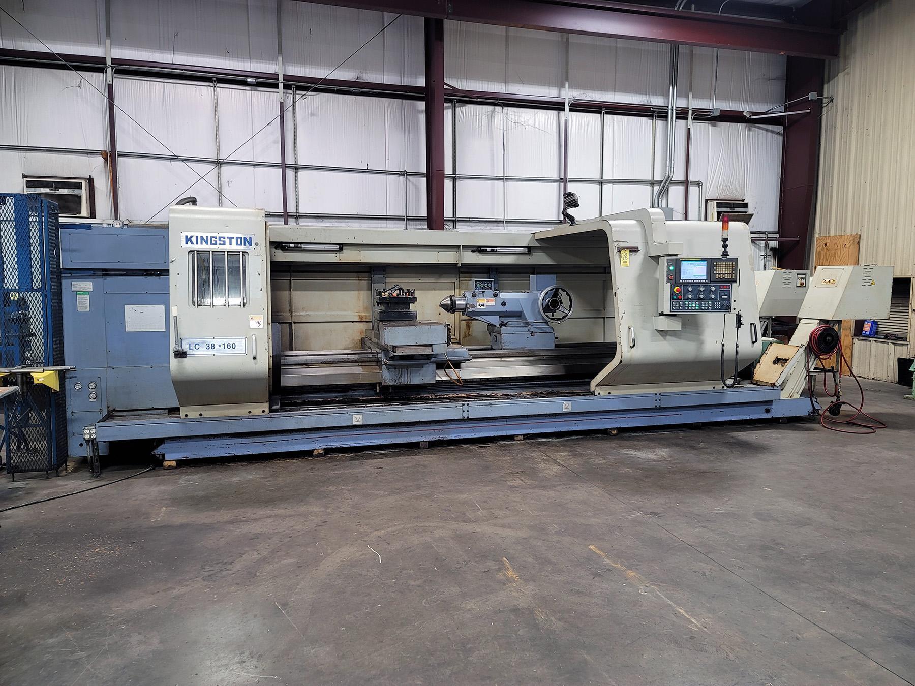 USED, 38″ X 160″ KINGSTON MODEL LC38X160 CNC HOLLOW SPINDLE FLAT BED ...