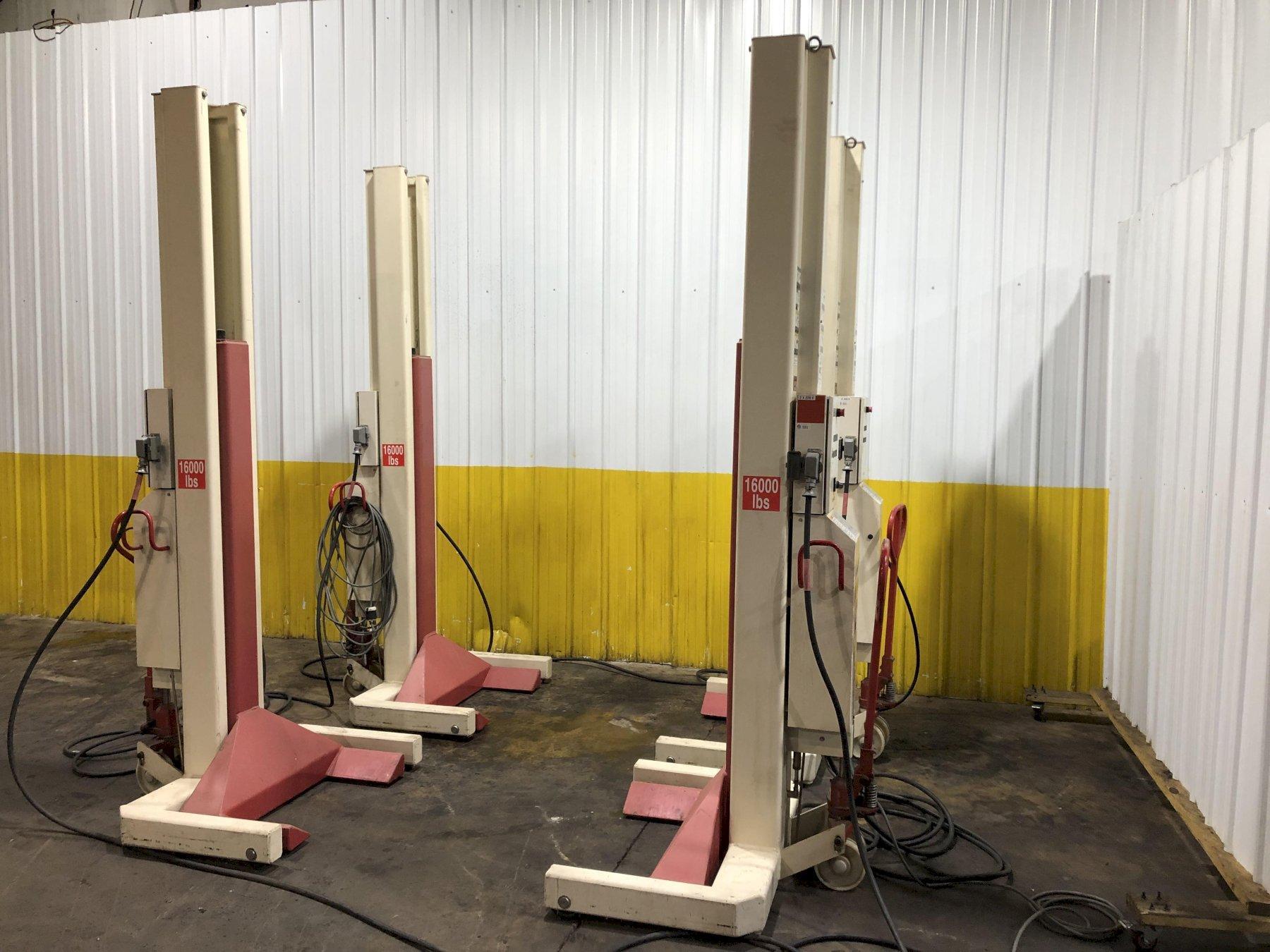 (4) 16,000 LBS STERTIL-KONI MODEL ST-1072 HEAVY DUTY MOBILE COLUMN LIFT ...
