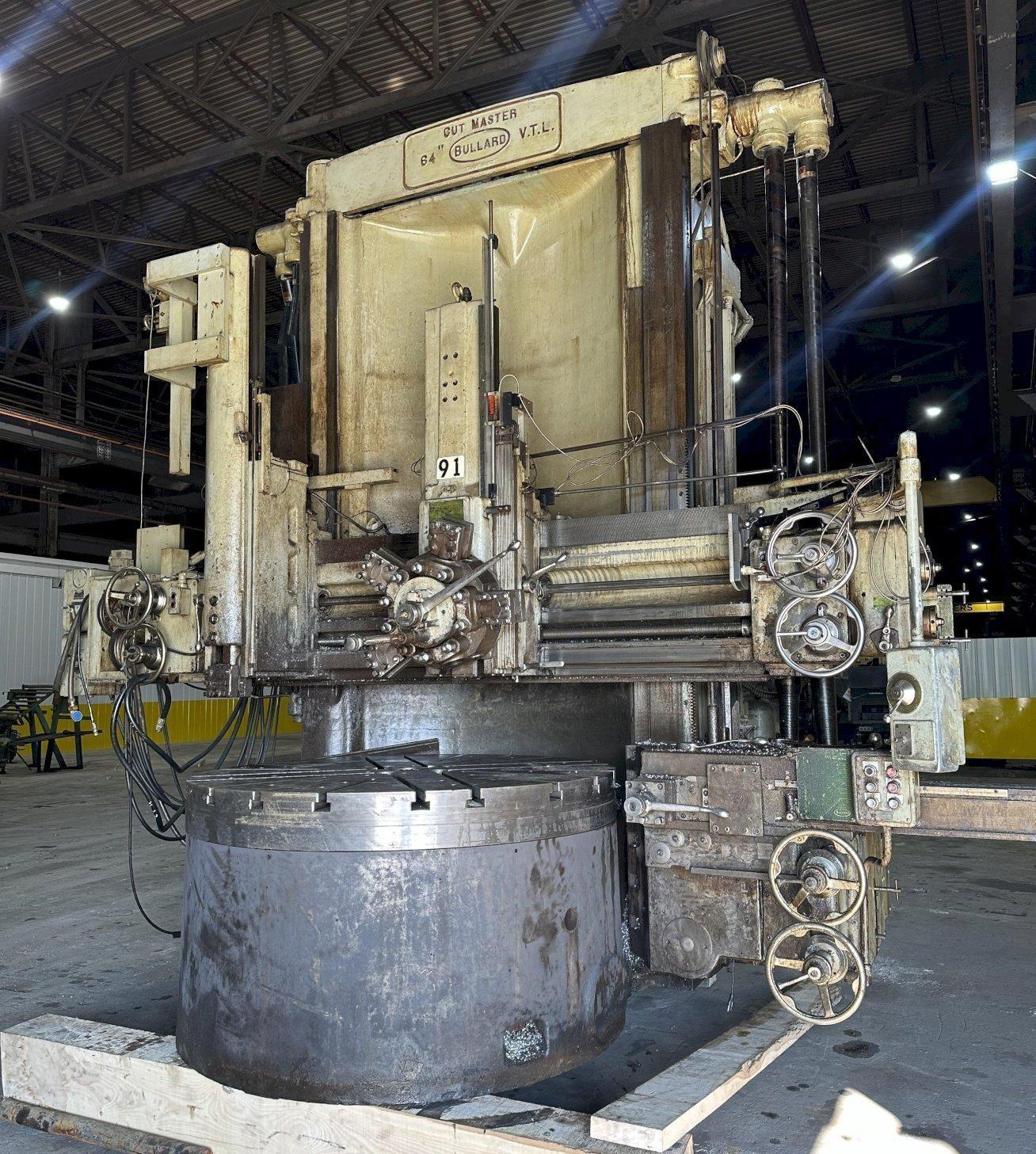 64″ BULLARD CUTMASTER “HIGH COLUMN” 3- HEAD VTL / VERTICAL TURRET LATHE ...