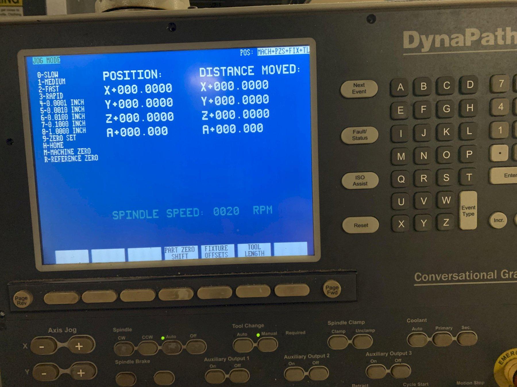 Dynapath Model DMC-4E 4-Axis CNC Vertical Bed Mill, S/N 214, New 2012. | AMC