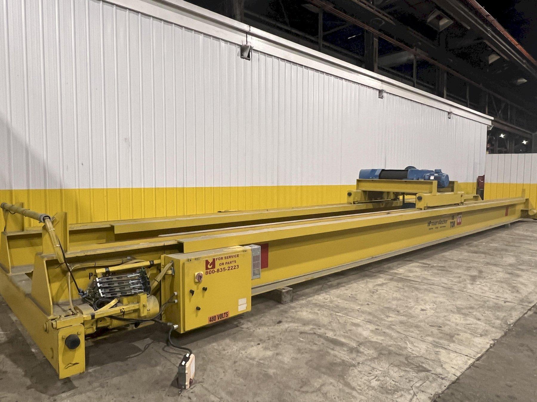 15 TON X 50′ PROSERV DOUBLE GIRDER OVERHEAD BRIDGE CRANE W/ SHAW-BOX ...