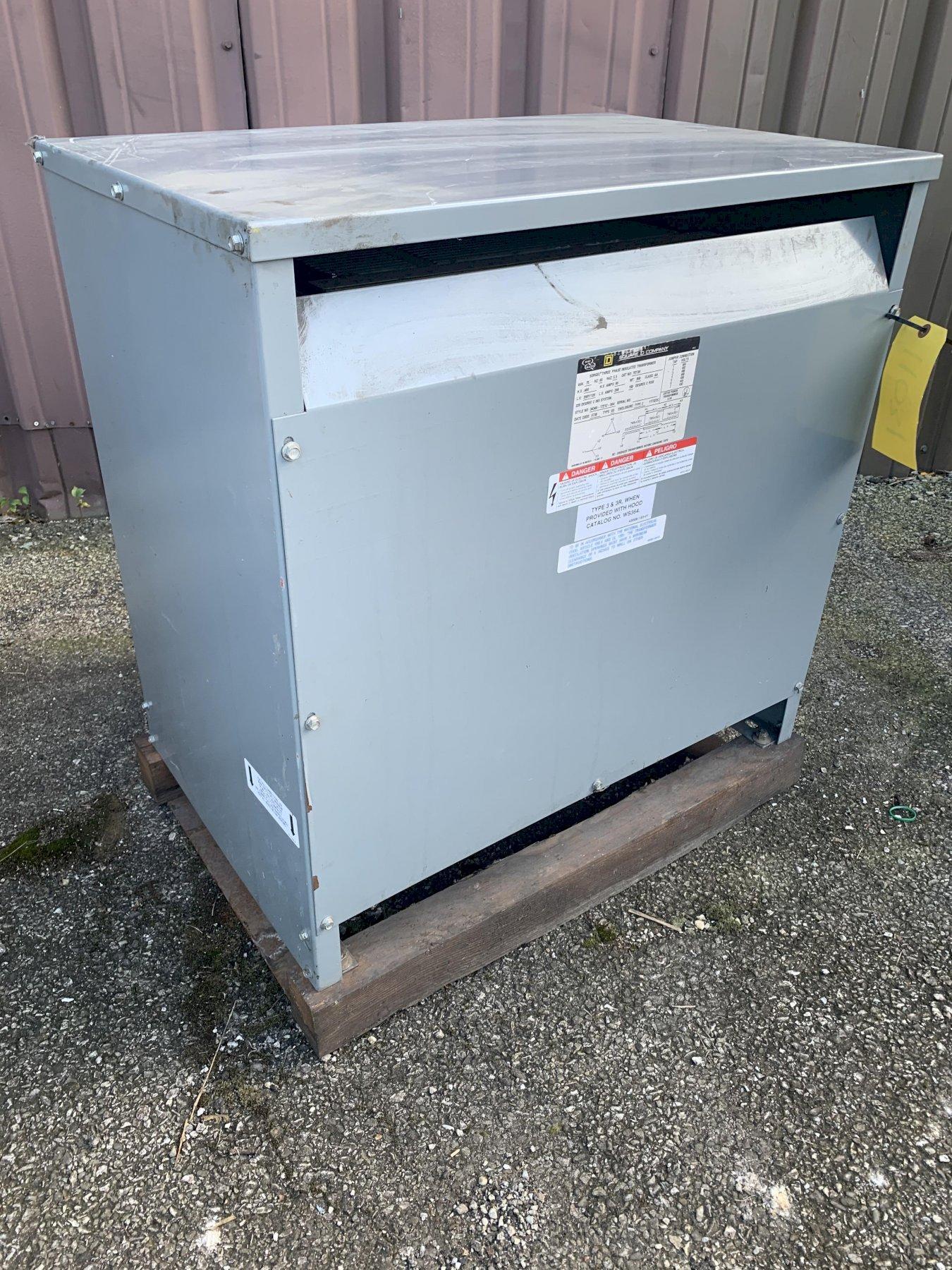 75 KVA SQUARE D SORGEL 3-PHASE INSULATED TRANSFORMER; HIGH VOLTAGE 480V ...