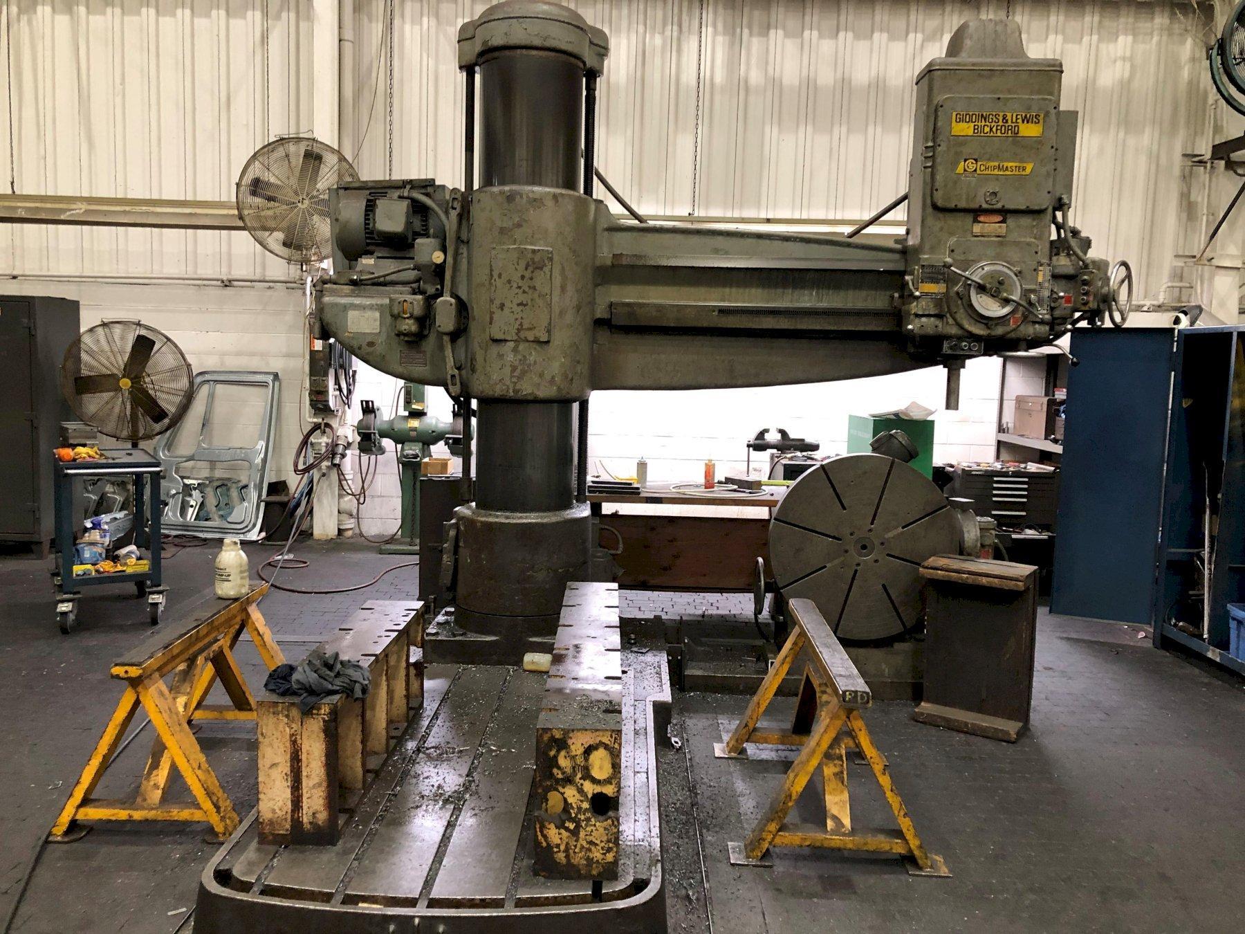 6′ X 19″ Giddings & Lewis Bickford Radial Drill With 36″ Rotab Table ...