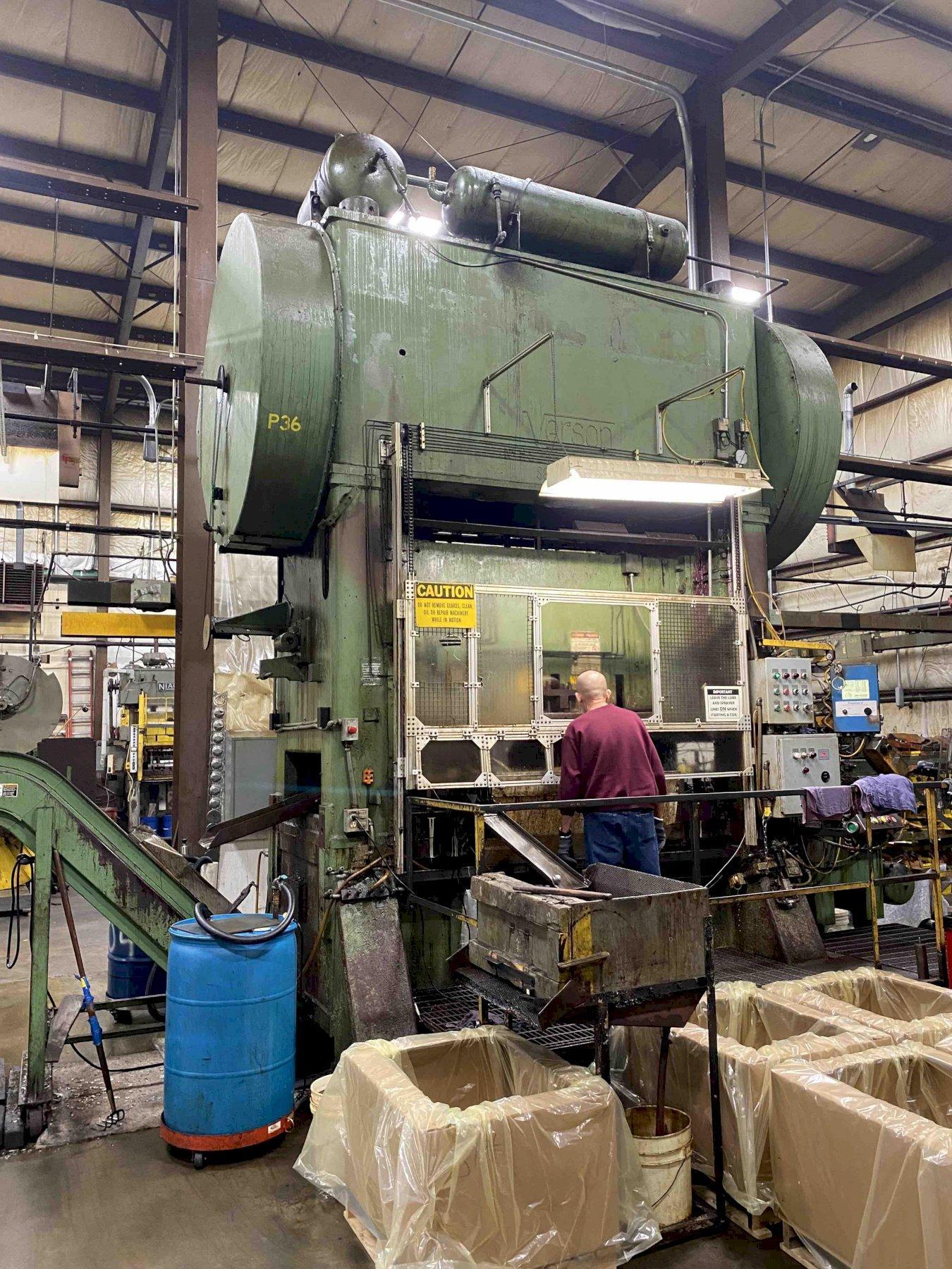 300 Ton Verson HS2-300-84-42-T Straight Side Press, 8″ STR, 26.5″ SH, 6 ...