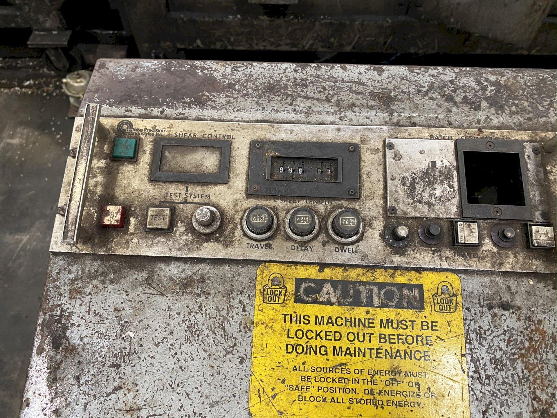 72″ X .109″ X 40,000 LB IOWA PRECISION SLEAR #2: STOCK #13306