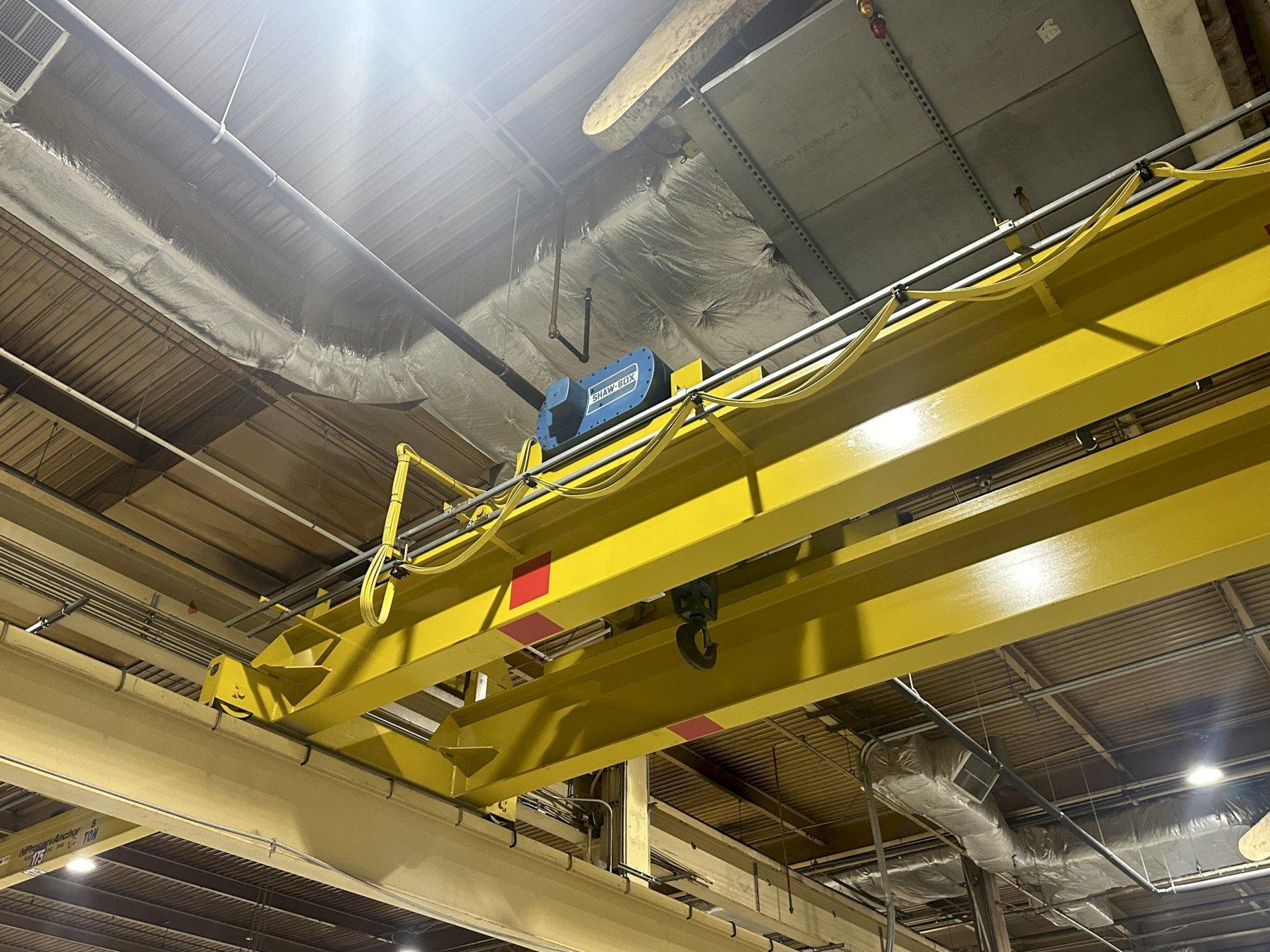 15 TON X 50′ PROSERV DOUBLE GIRDER OVERHEAD BRIDGE CRANE W/ SHAW-BOX ...