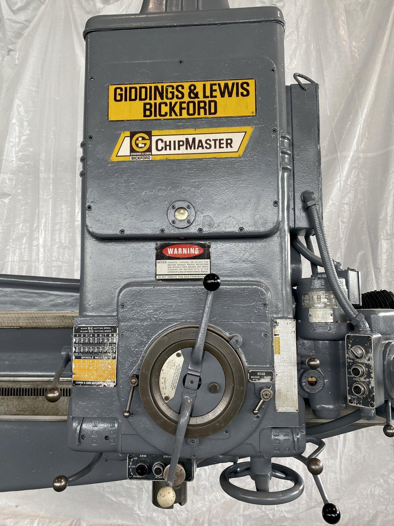 6′ x 19″ GIDDINGS & LEWIS BICKFORD CHIPMASTER RADIAL ARM DRILL | G-2000 ...