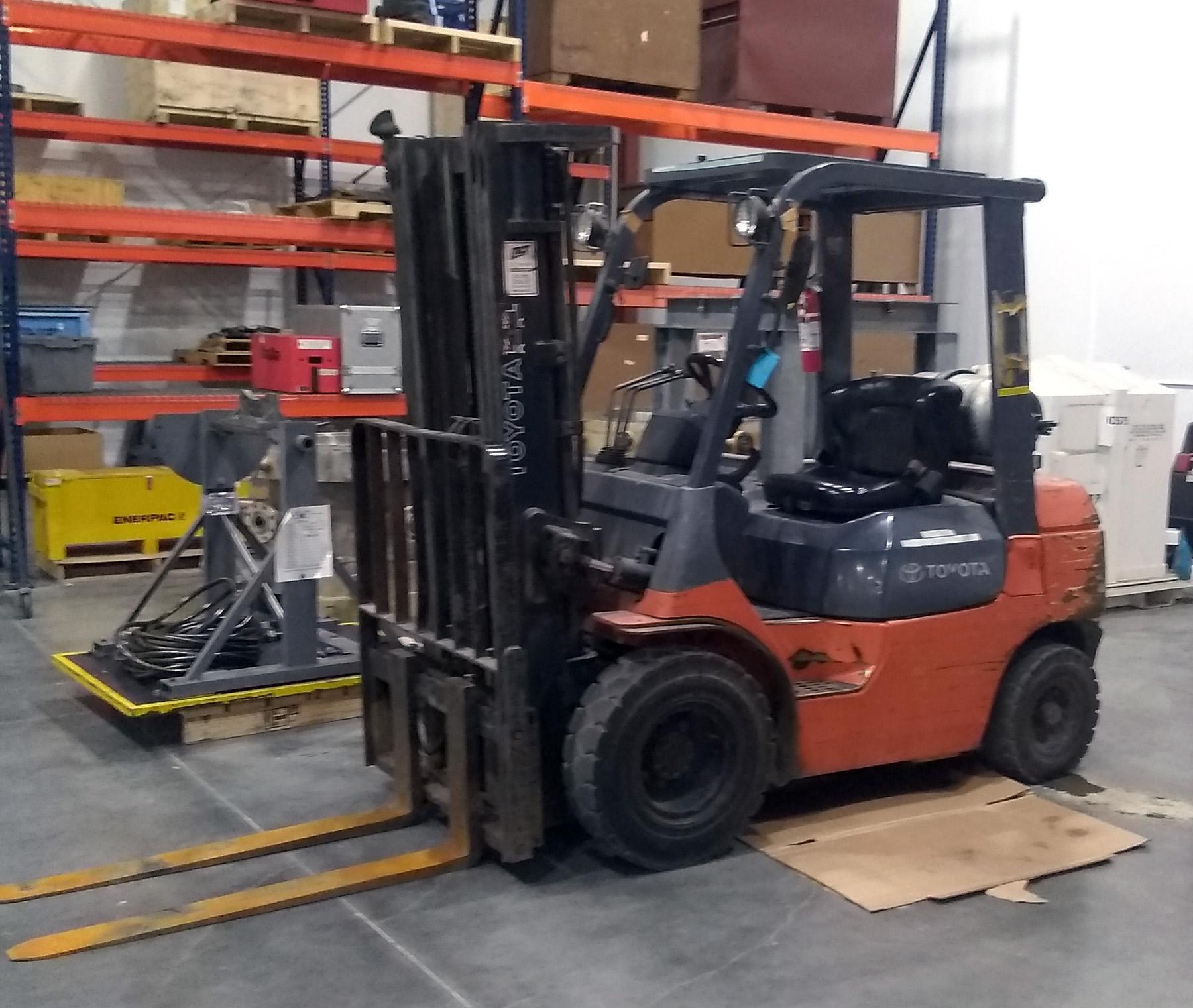 USED, 4,500 LB. CAPACITY TOYOTA MODEL 7FGU25 FORKLIFT | Harris Machine ...
