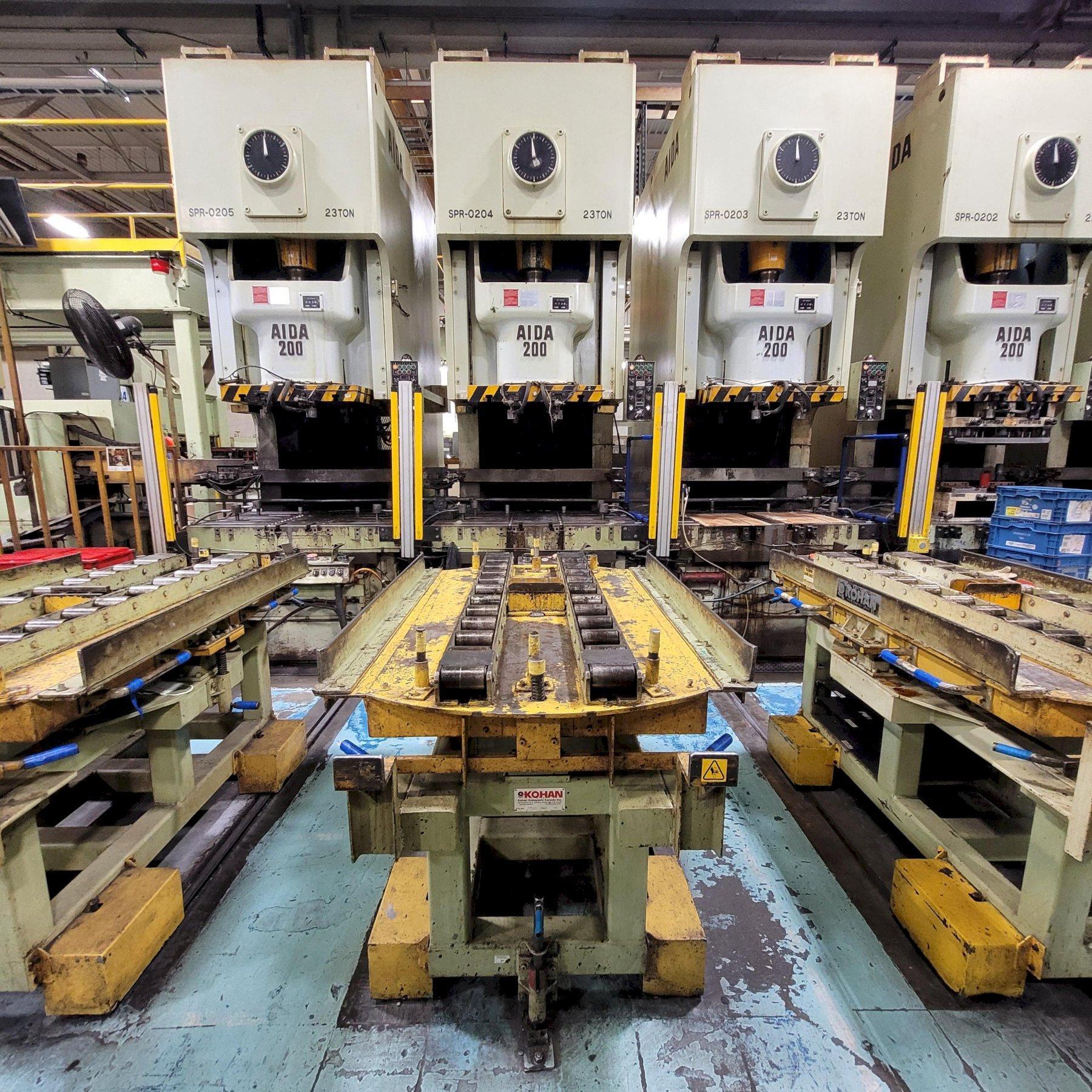 (3) 200 TON AIDA PRESS LINE, W/ STOCK FEEDER & TRANSFER SYSTEM: STOCK ...