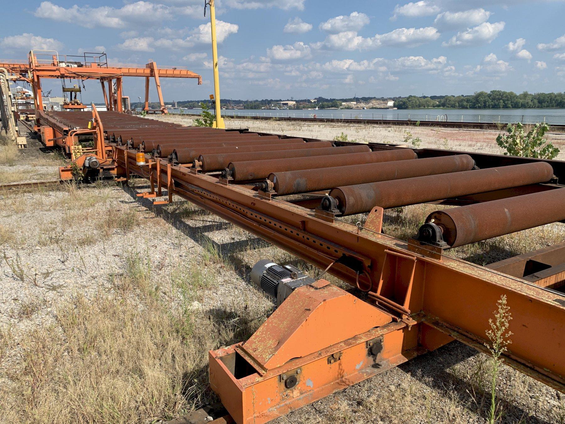 120″ WIDE X 50′ LONG HEAVY DUTY POWERED PLATE ROLLER CONVEYOR WITH ...