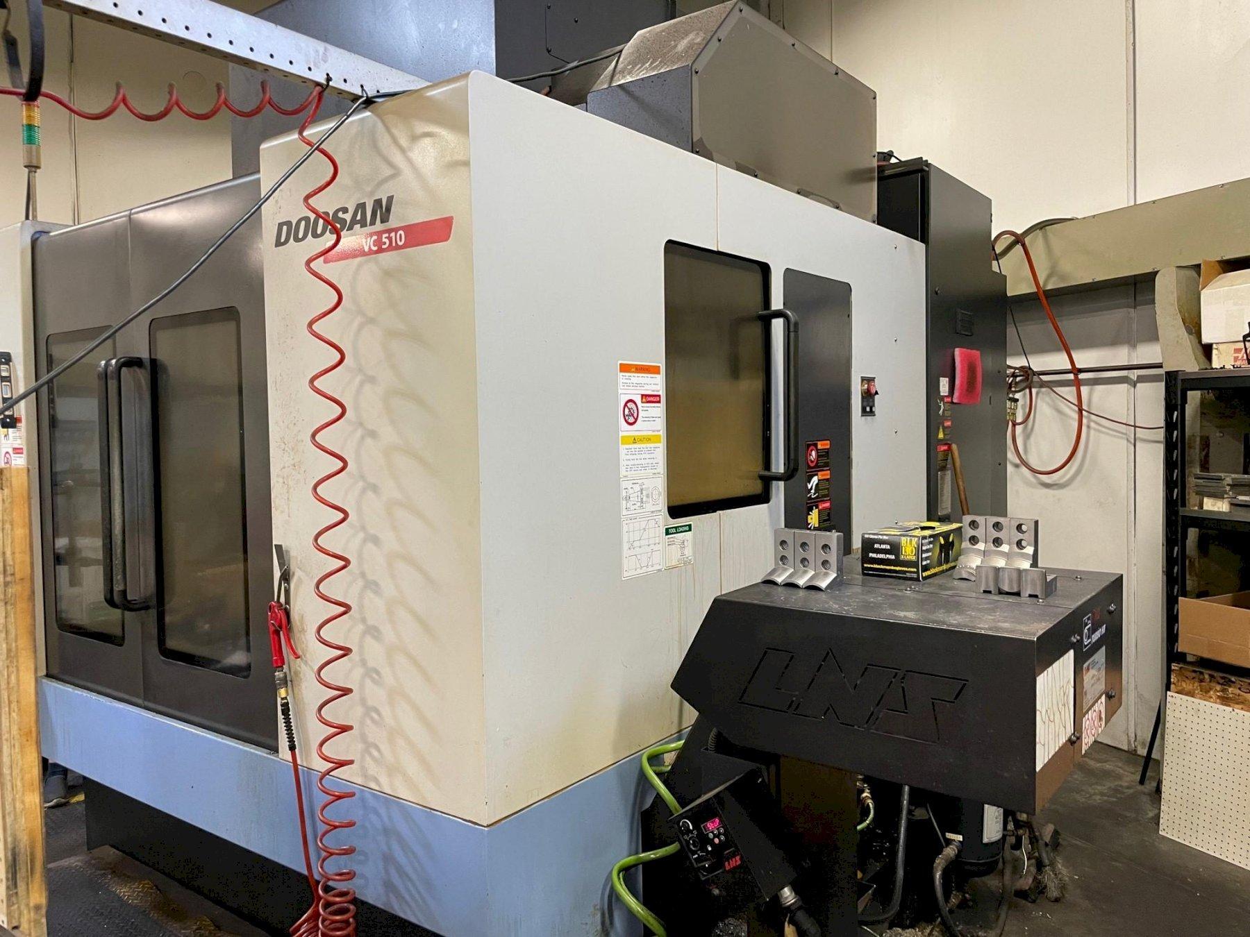 Doosan VC 510 VMC 2012 with: Pallet Changer, Fanuc i Series CNC Control, Probing, Through ...