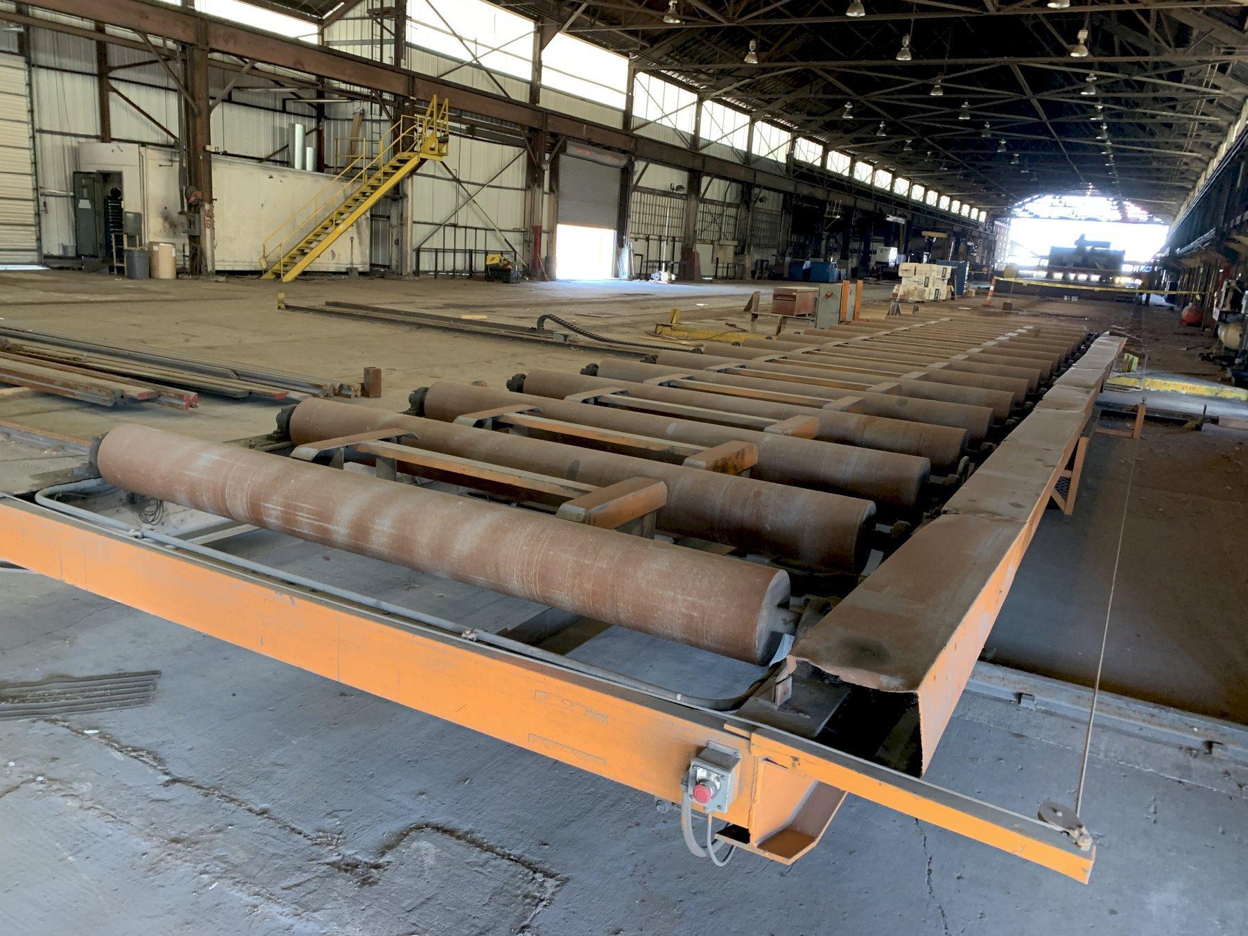 120″ WIDE X 50′ LONG HEAVY DUTY POWERED PLATE ROLLER CONVEYOR WITH ...