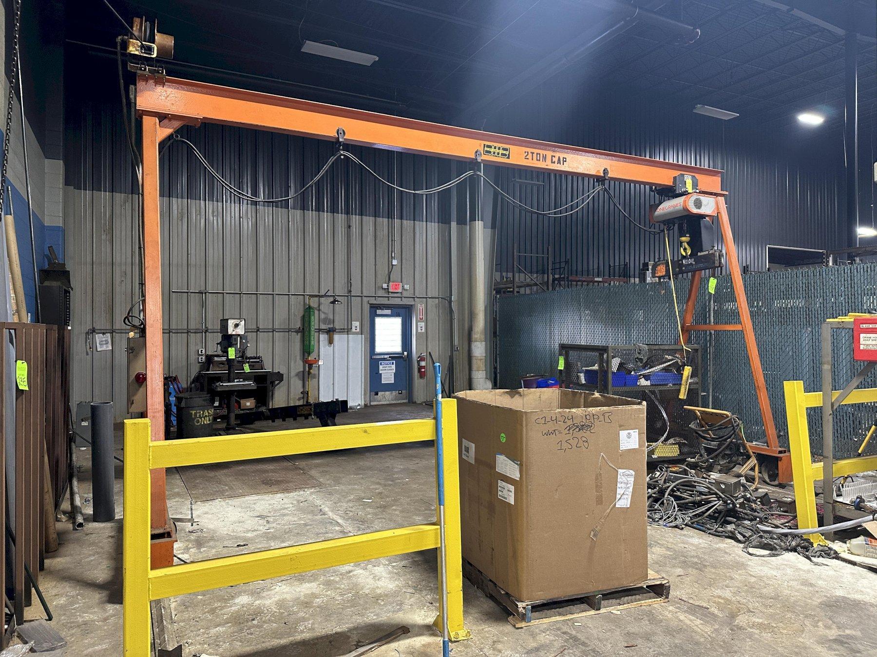 2 TON BHS POWERED ROLLING GANTRY CRANE WITH 2 TON KONE HOIST: STOCK #22506