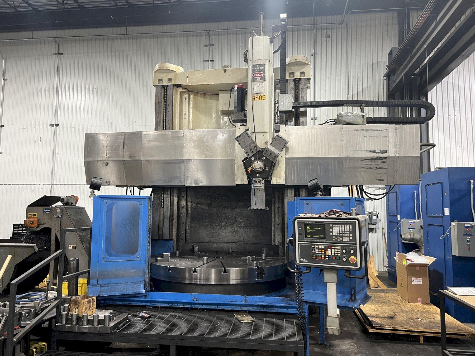 76″ BULLARD CNC VERTICAL BORING MILL WITH FANUC 18-T CONTROL AND FOUR ...