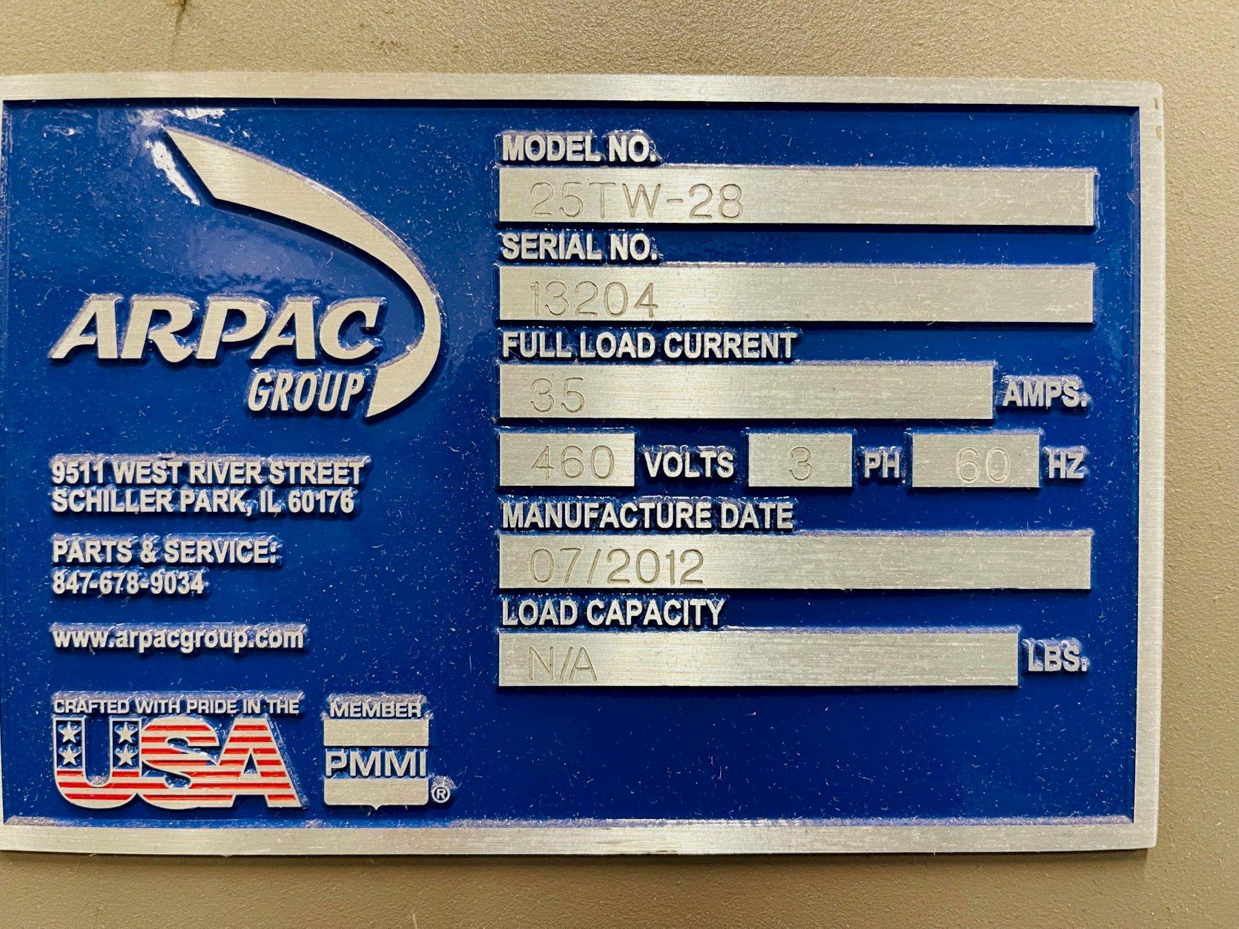 ARPAC Model: 25TW-28 Intermittent Motion Tray Wrapper | Portage ...