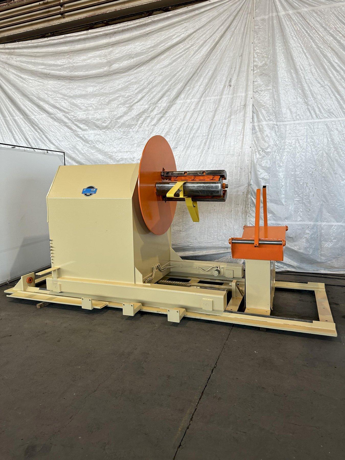 15000 LB X 24″ COE MOTORIZED POWER COIL REEL UNCOILER WITH COIL CAR ...