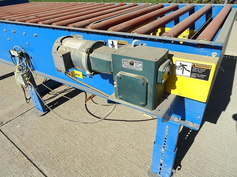 120″ X 44″ LEWCO POWERED ROLLER CONVEYOR WITH PNEUMATIC TRANSFERS ...