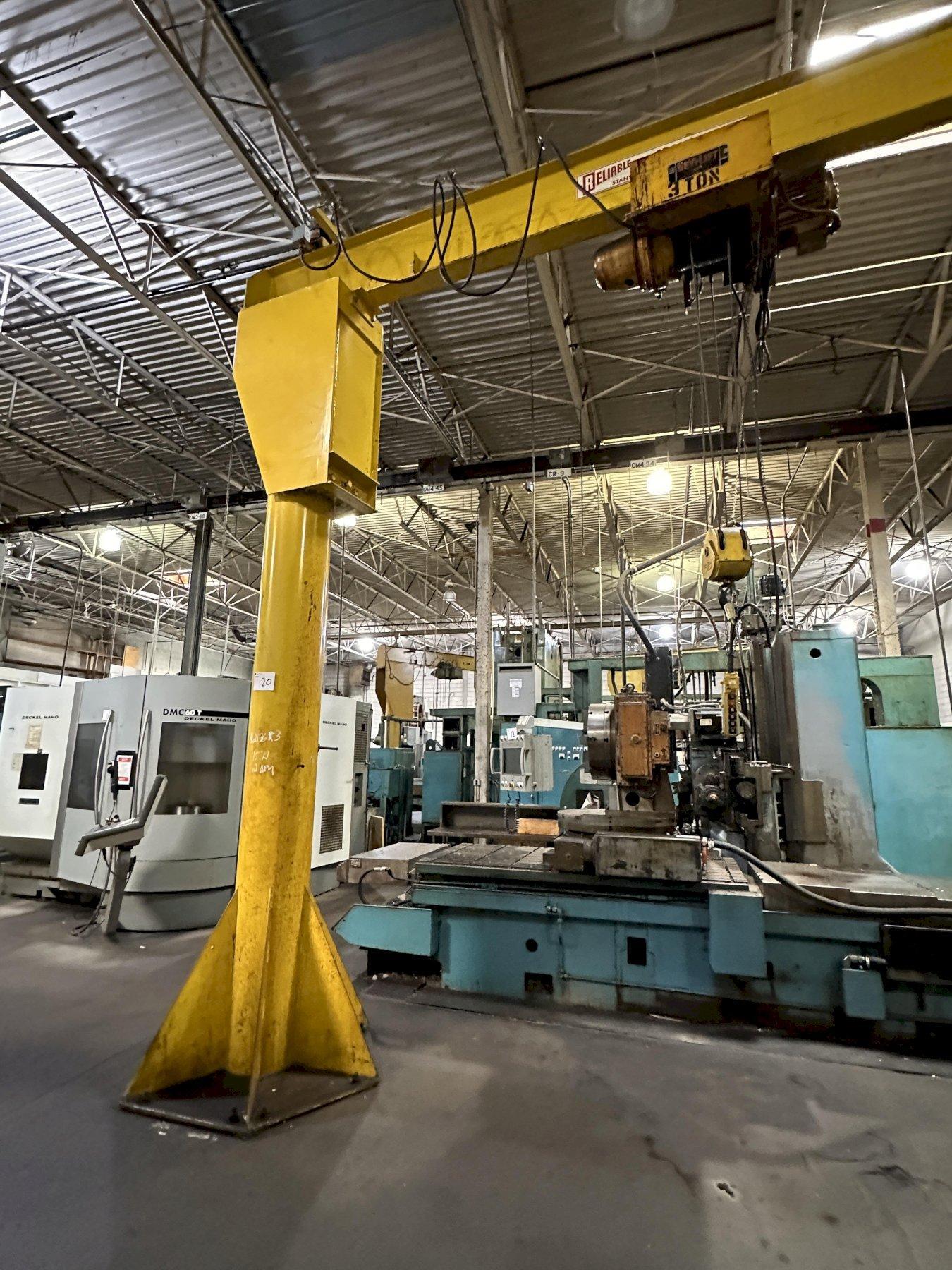 3 TON X 12’ ARM RELIABLE FREE STANDING JIB CRANE & 3 TON P&H CABLE ...