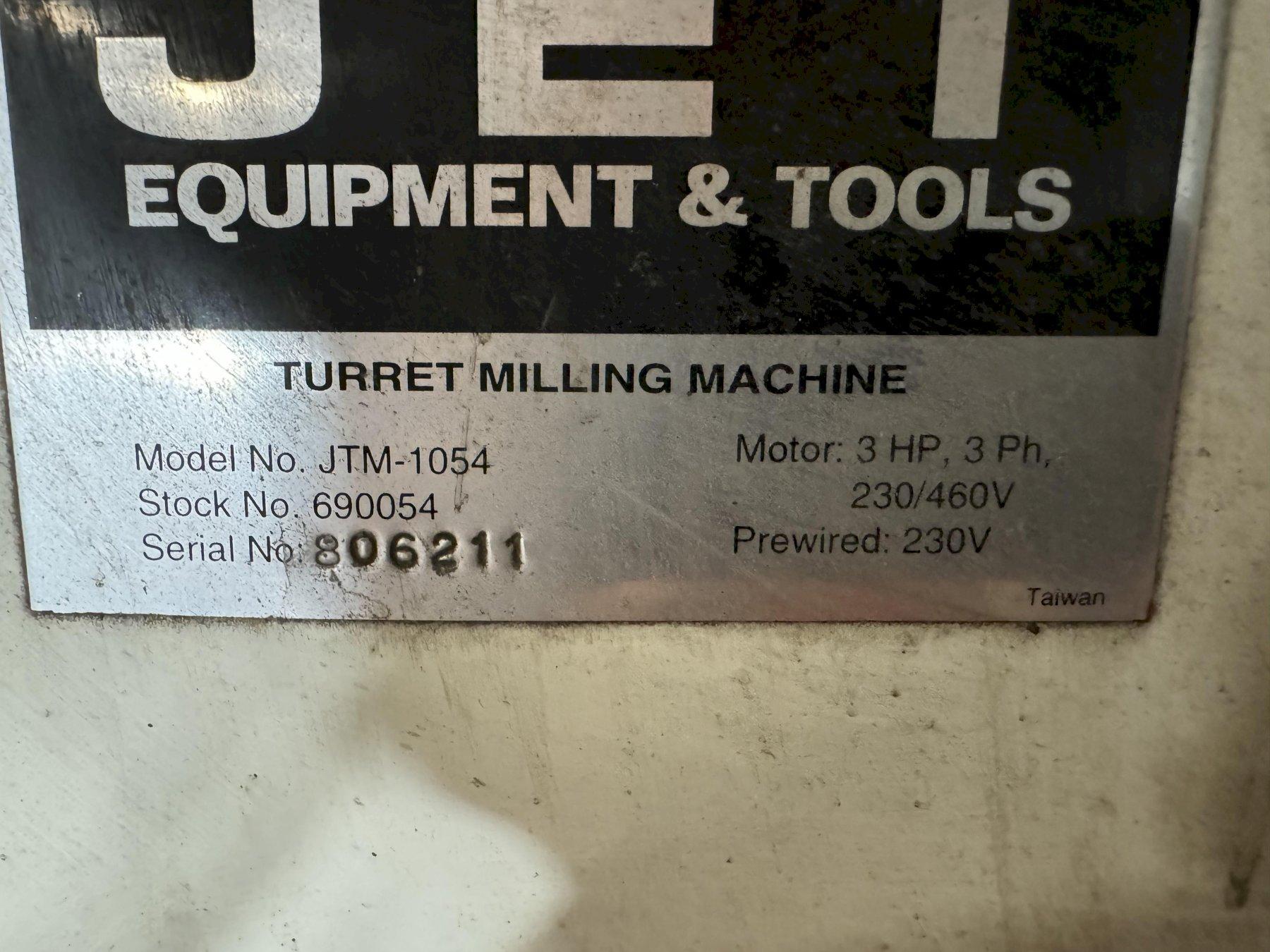 3 HP JET MODEL #JTM-1054 VERTICAL RAM TYPE MILL: STOCK 22336