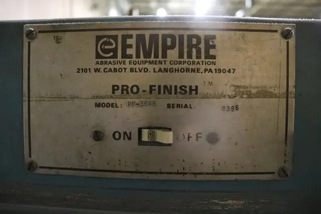 1 – PREOWNED EMPIRE PRO FINISH BLASTING CABINET, MODEL #: PF36-48 ...