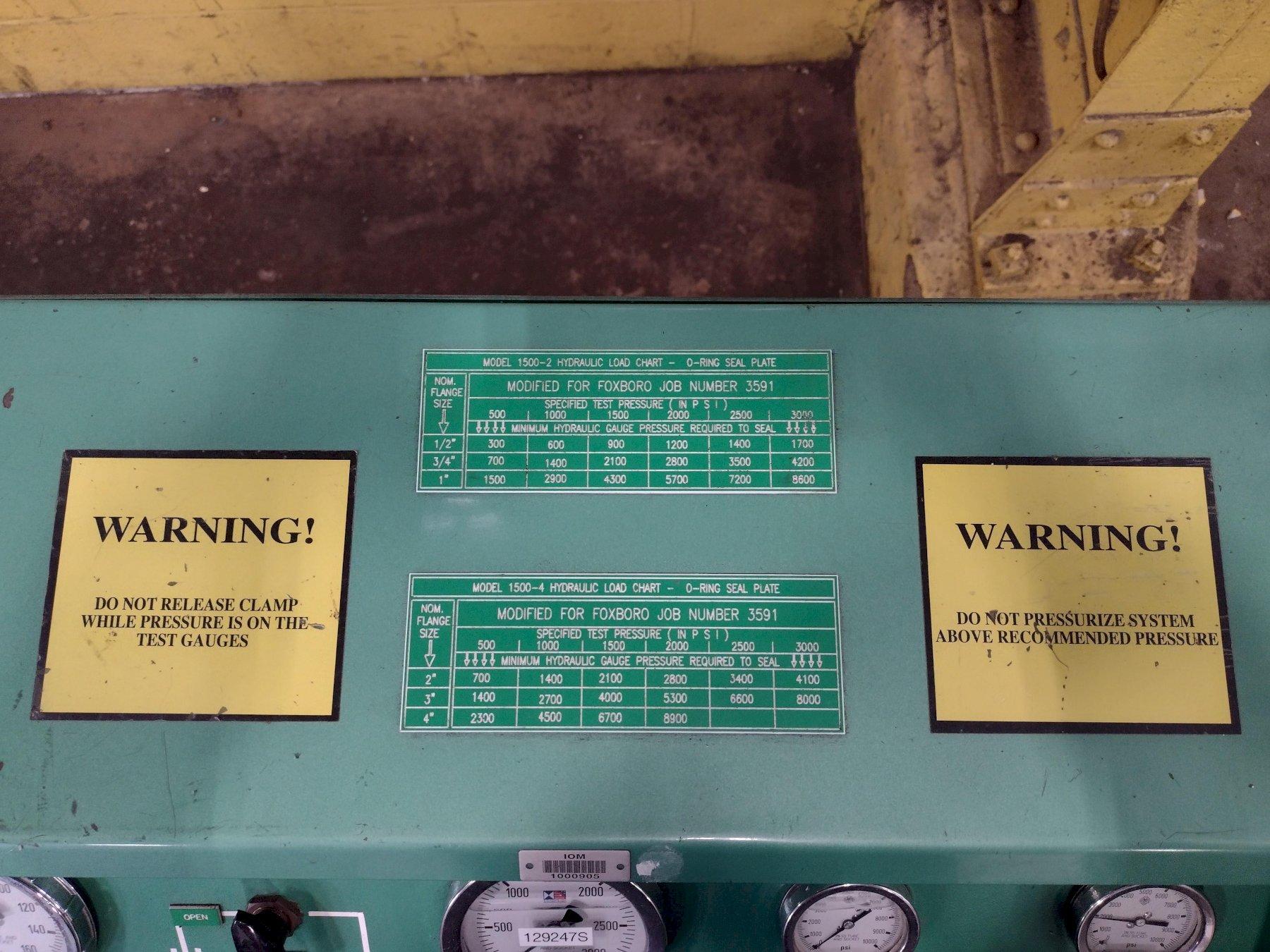 CALDER MODEL 600-15 VALVE PRESSURE TEST BENCH SYSTEM: STOCK #15826