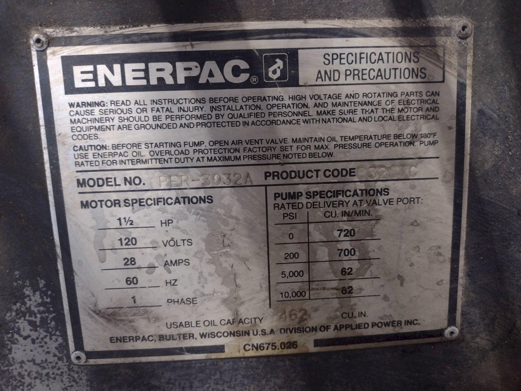 50 TON ENERPAC MODEL IPE-5010 HYDRAULIC H-FRAME PRESS: STOCK #15882