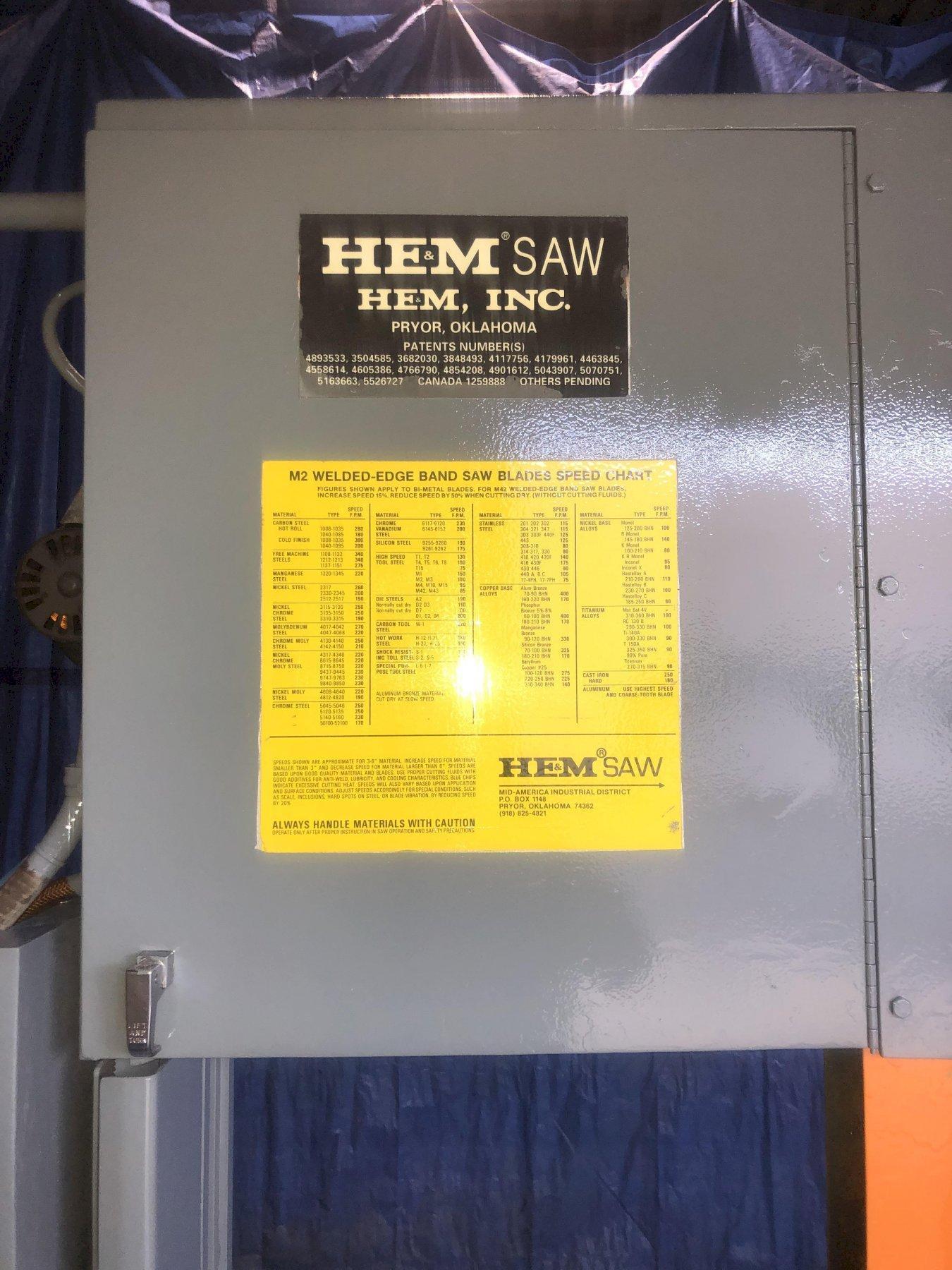 18″ x 20″ HEM MODEL #V100LM-2 TILT FRAME VERTICAL BAND SAW | Deer Creek ...