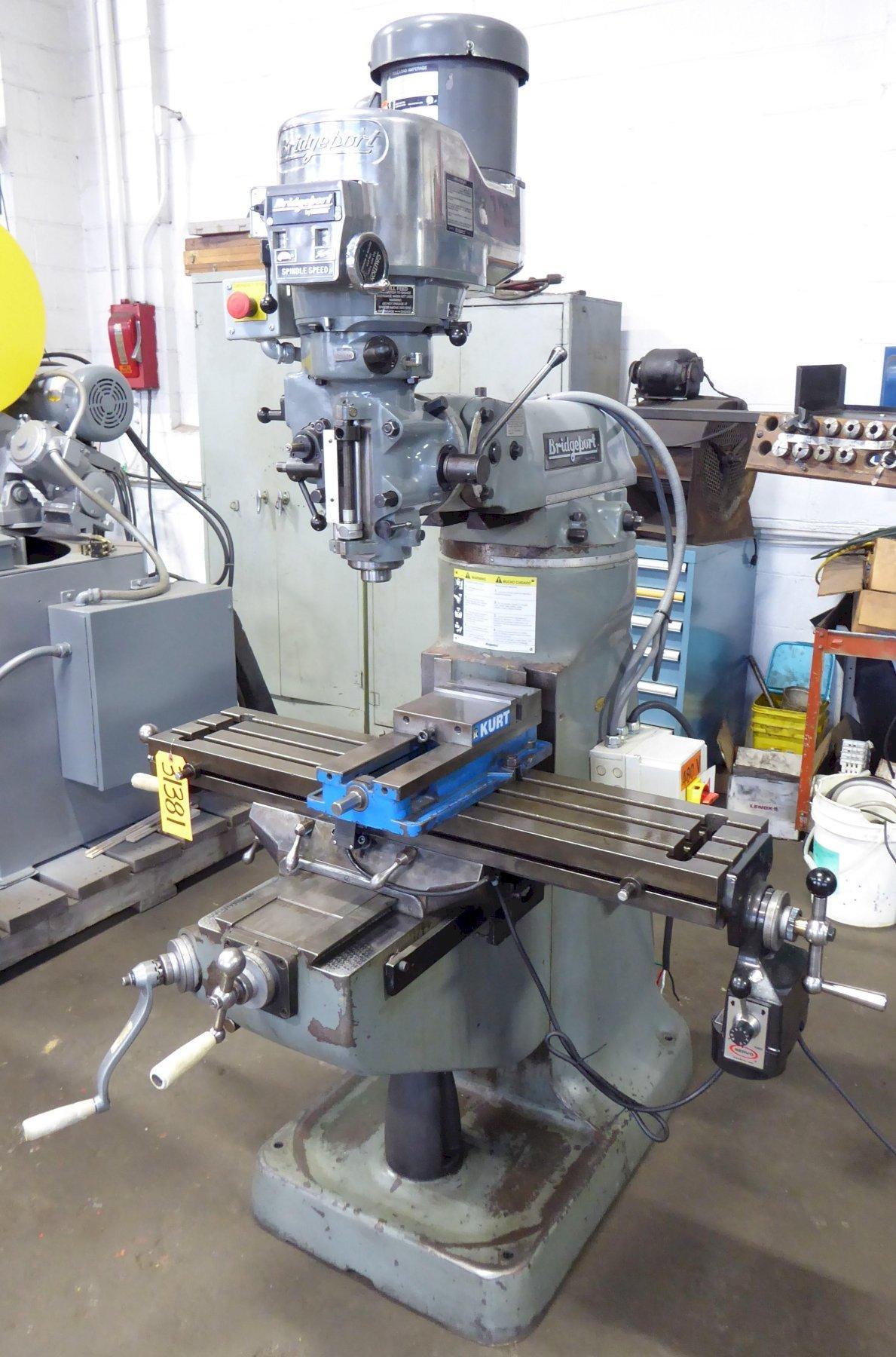 Bridgeport Vertical Mill Series I, 9″ x 42″ P.F. Tbl., DRO, 2 HP, Clean ...