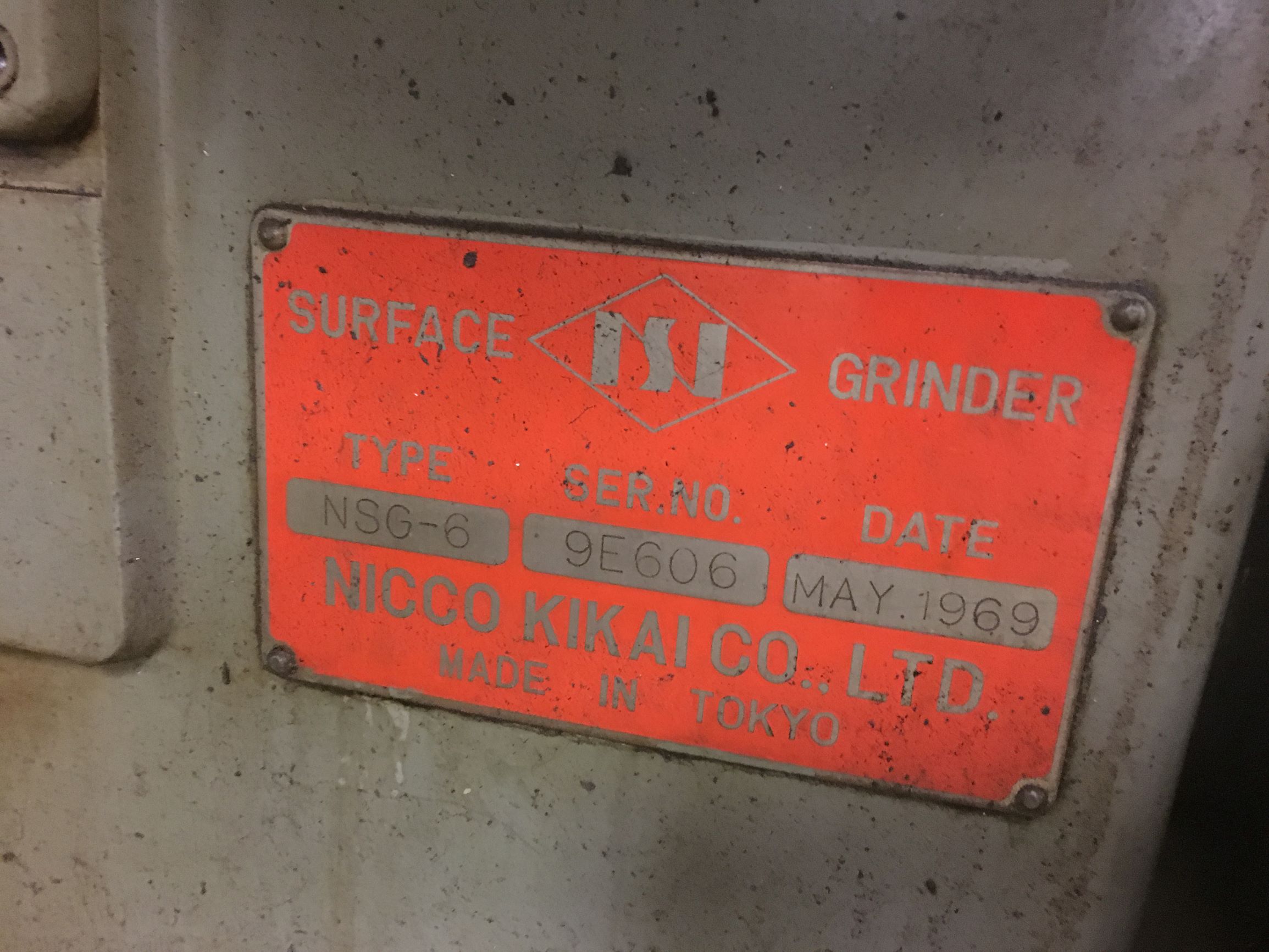 NICCO Model NSG-6 Hydraulic Surface Grinder, 12″ x 24″, S/N 9E606, New ...