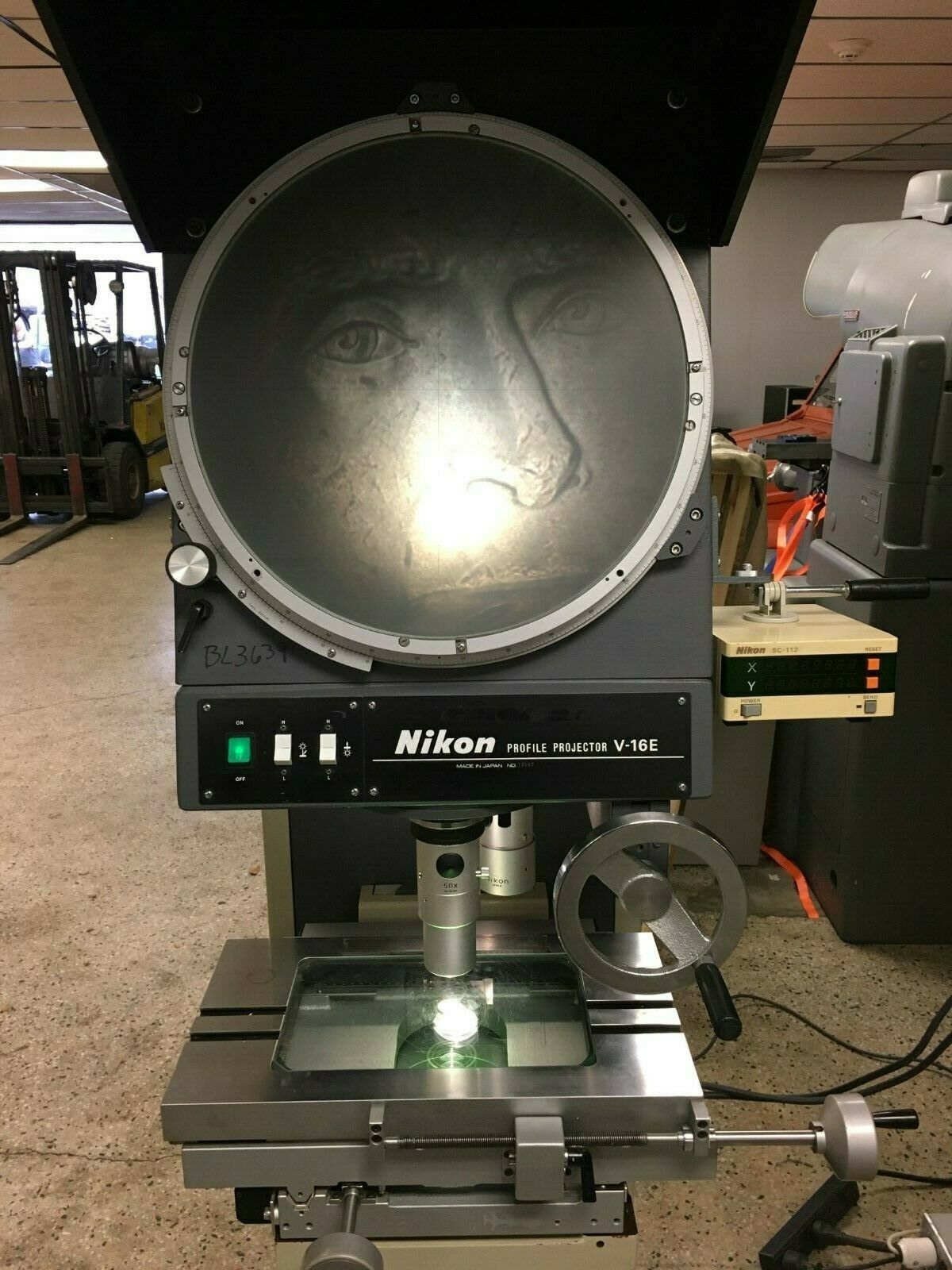 16″ NIKON Model V-16E Vertical Beam Floor Model Optical Comparator, S/N ...