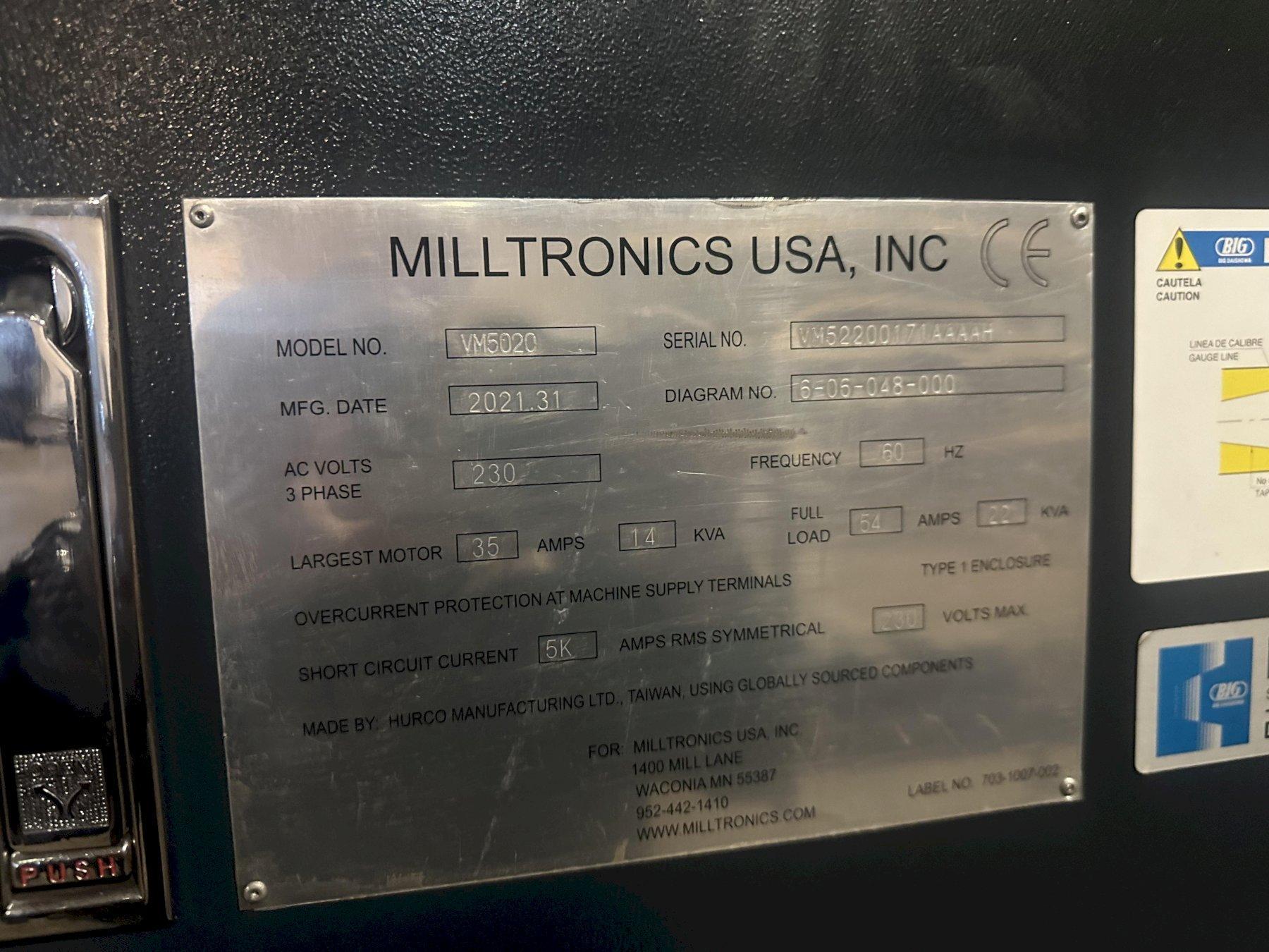 MILLTRONICS VM5020 MACHINING CENTER: STOCK #20633