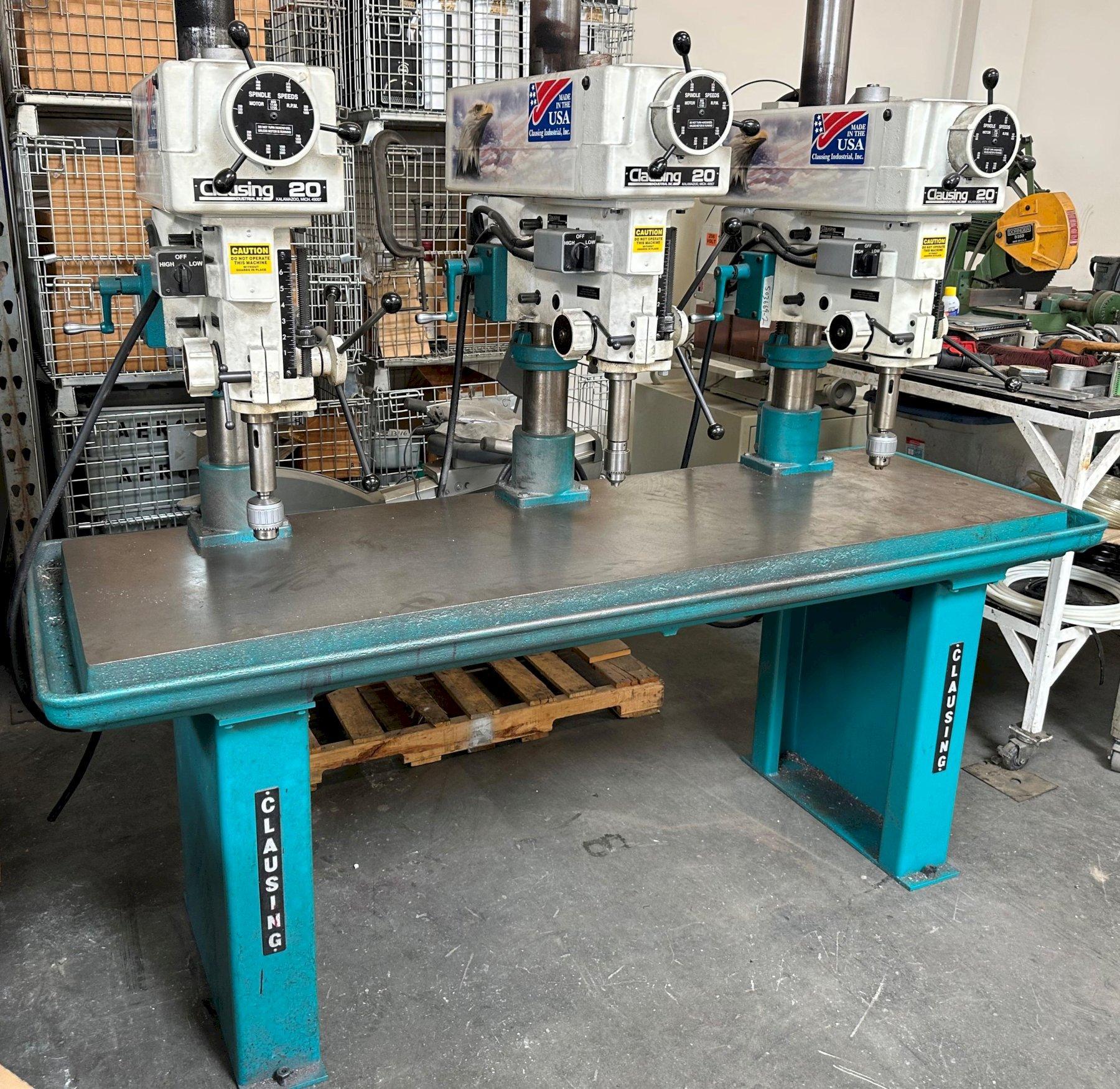 Clausing 20” 3 Head Variable Speed Drill Press Bank Gang Drill Press ...