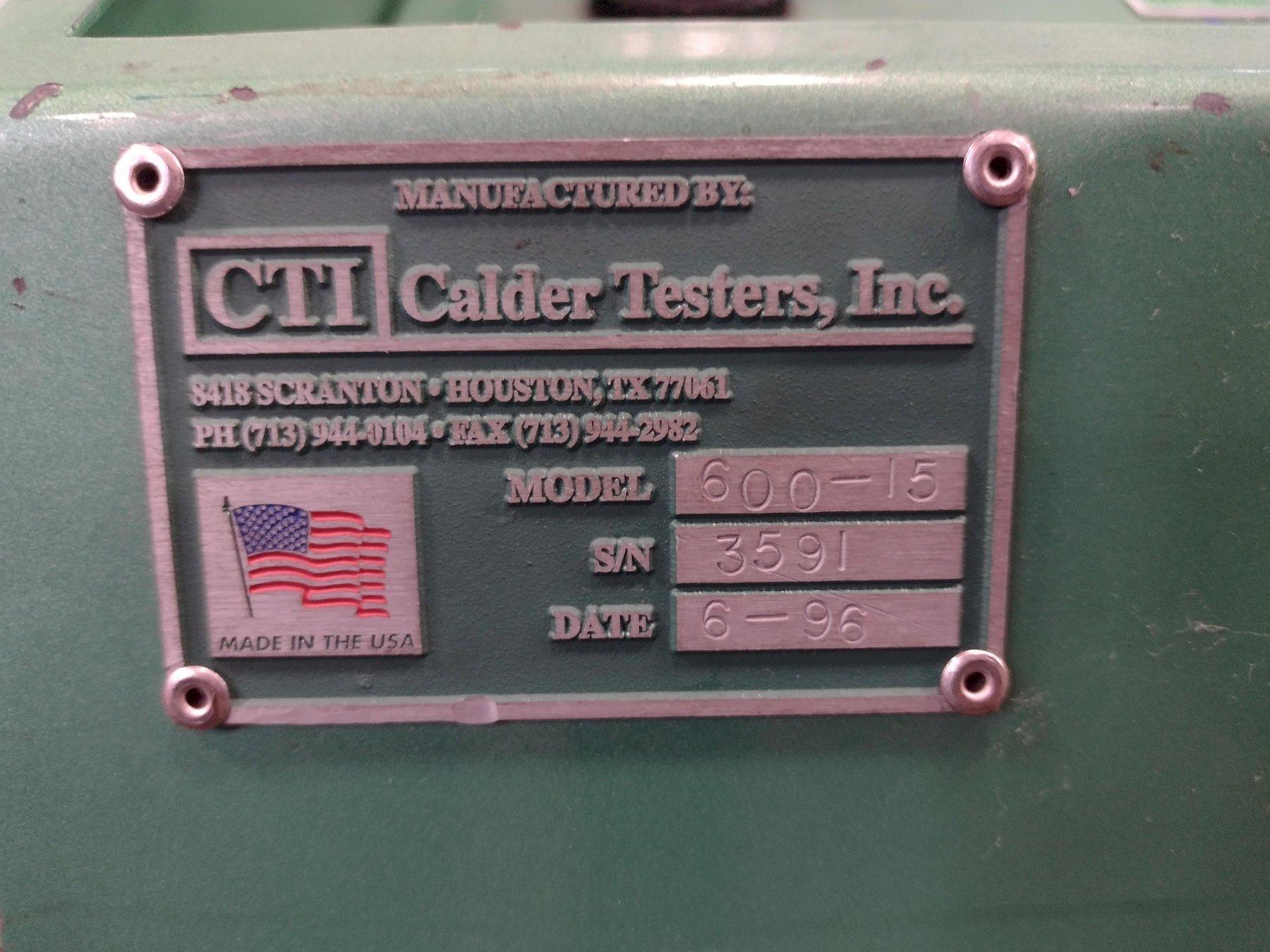 CALDER MODEL 600-15 VALVE PRESSURE TEST BENCH SYSTEM: STOCK #15826