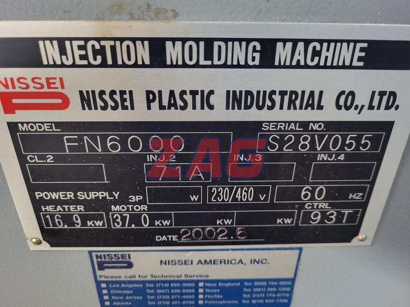 Nissei Used FN6000-71A Injection Molding Machine, 29.9 oz, 460V, Yr ...
