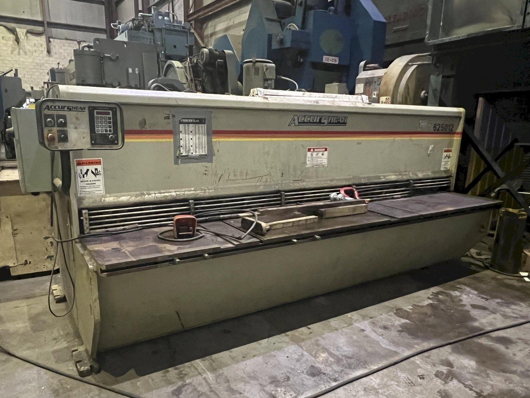 12′ X 1/4″ ACCURSHEAR MODEL #625012 HYDRAULIC SHEAR: STOCK #17902
