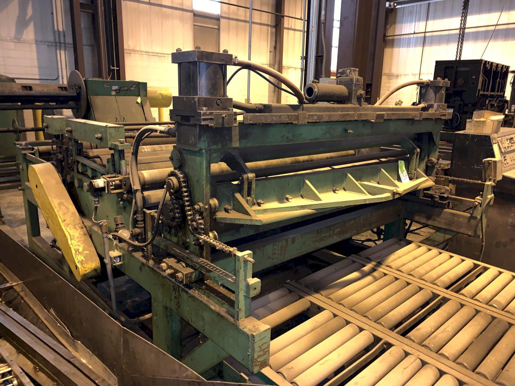 72″ X 18 GAUGE WELTY WAY SLEAR AUTOMATIC BLANKING MACHINE WITH UNCOILER ...