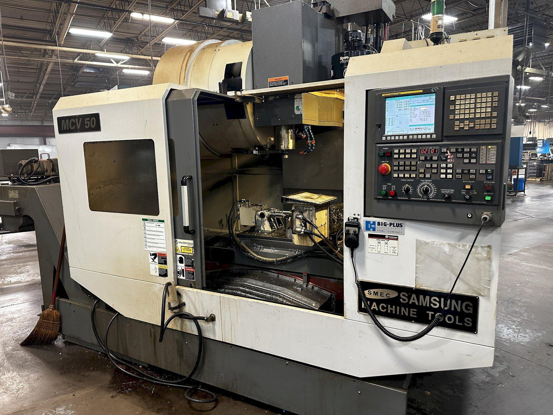 Samsung MCV 50 CNC Vertical Machining Center with 4th Axis Rotary Table ...