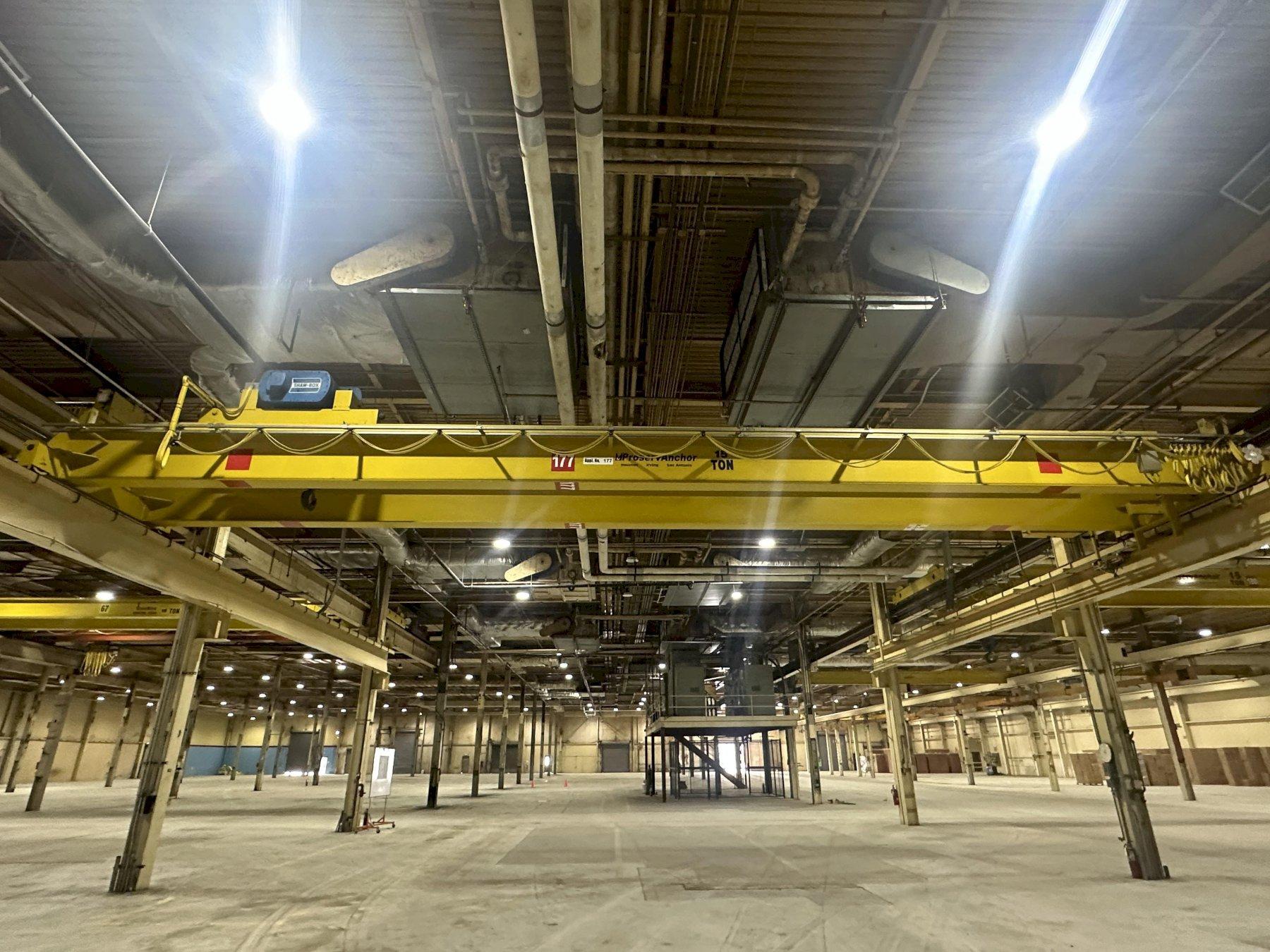 15 TON X 50′ PROSERV DOUBLE GIRDER OVERHEAD BRIDGE CRANE W/ SHAW-BOX ...