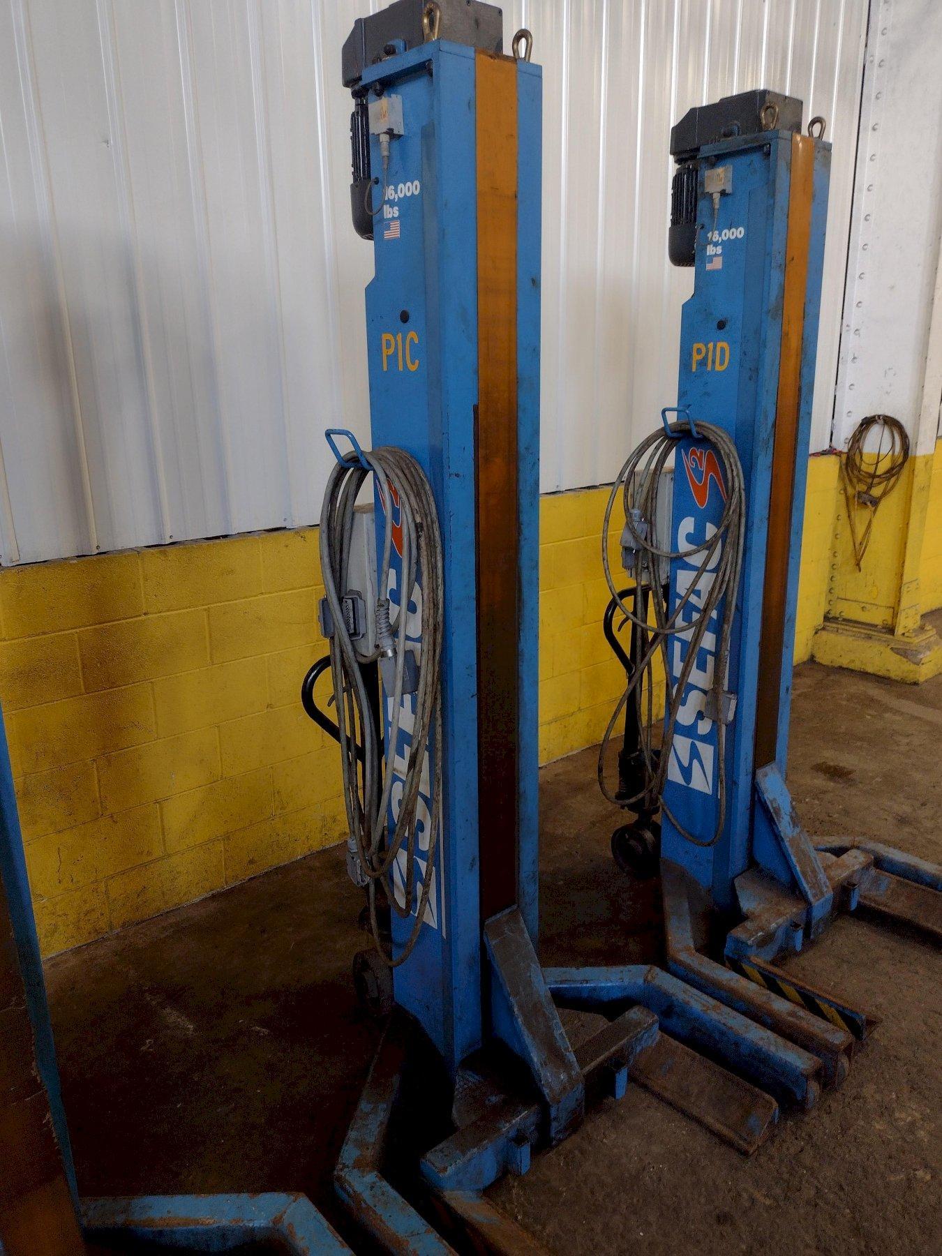 (4) 16,000 LBS SEFAC MODEL 1200M72 HEAVY DUTY MOBILE COLUMN VEHICLE ...