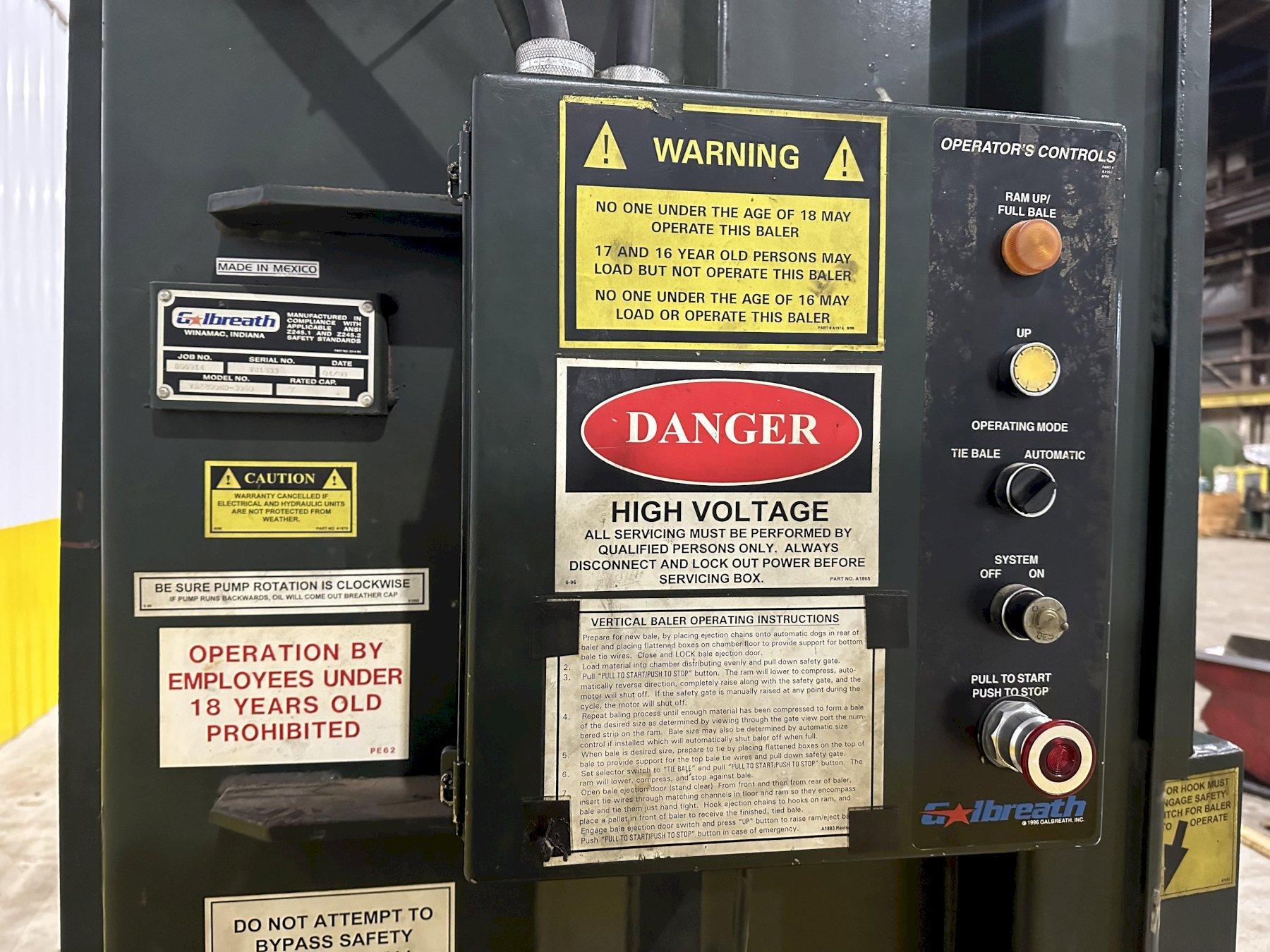 GALBREATH MODEL VB 2200 HD-3060 CARDBOARD BALER: STOCK #20518